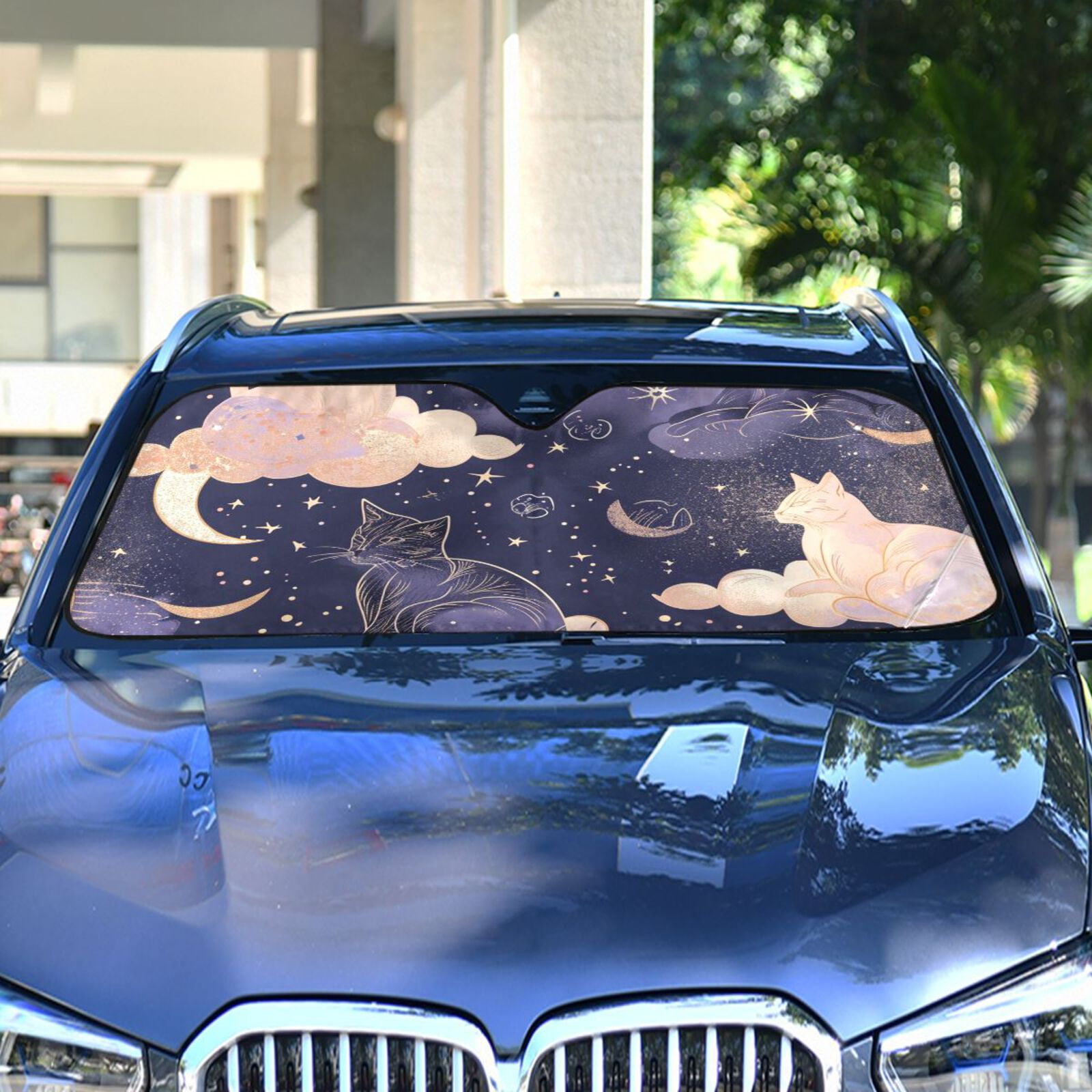 Cat in Moon Sky Clouds Automotive Front Car Windshield Sun Shade ...