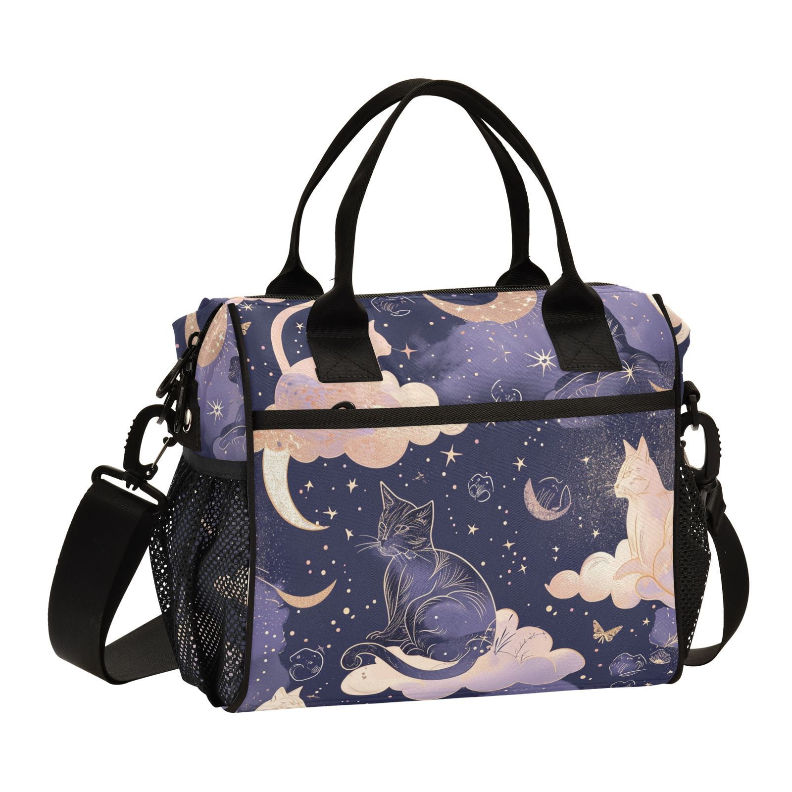 Cat in Moon Sky Clouds Cooler Bag Lunch Bag Soft Cooler Cooling Tote ...