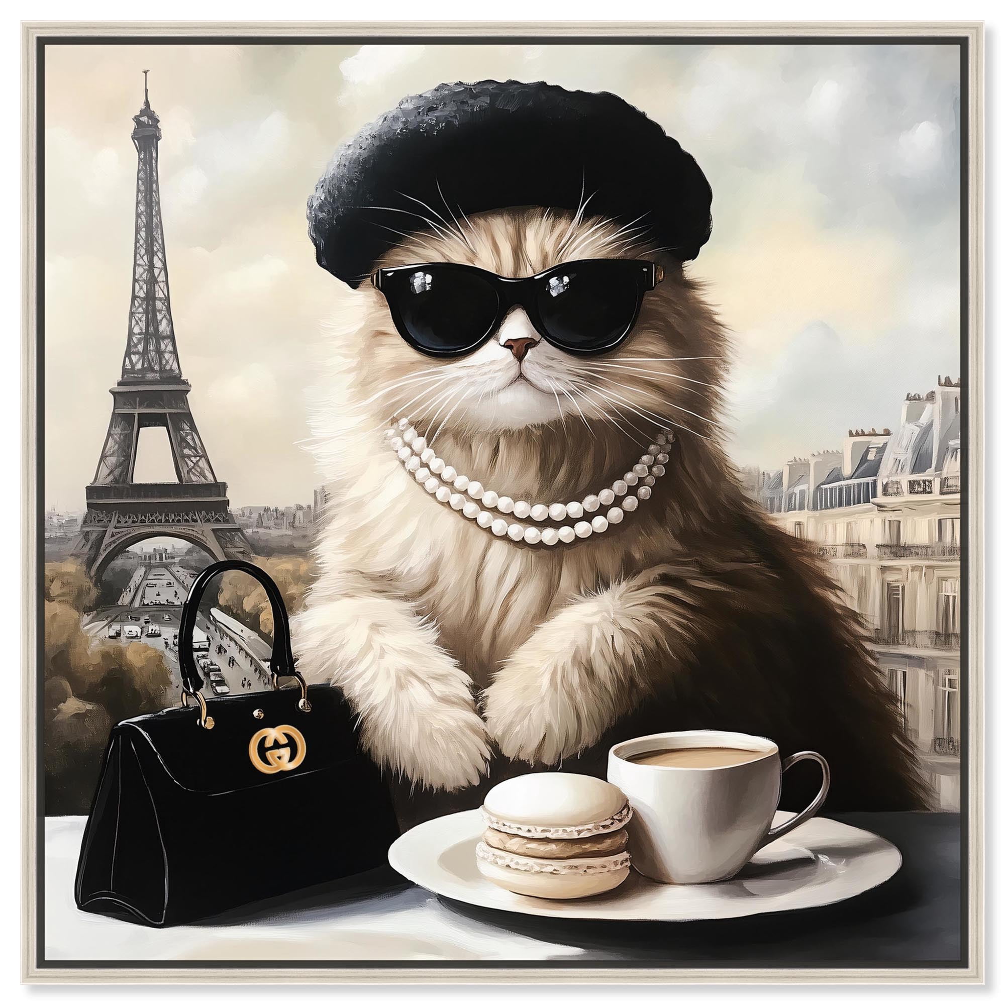 Cat in Paris Treats Canvas Fashion Art Prints by Art Remedy, Silver ...