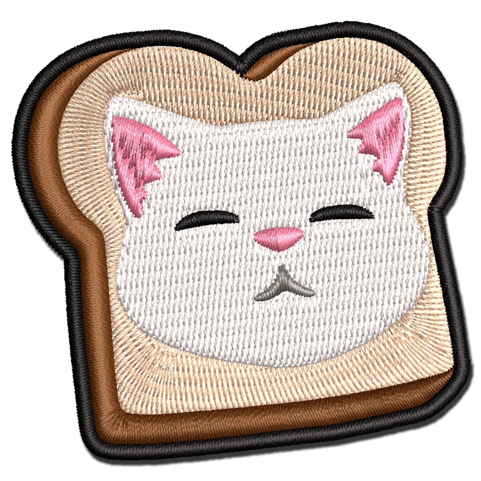 Cat in Sliced Bread Applique Multi-Color Embroidered Iron-On Patch - 2. ...