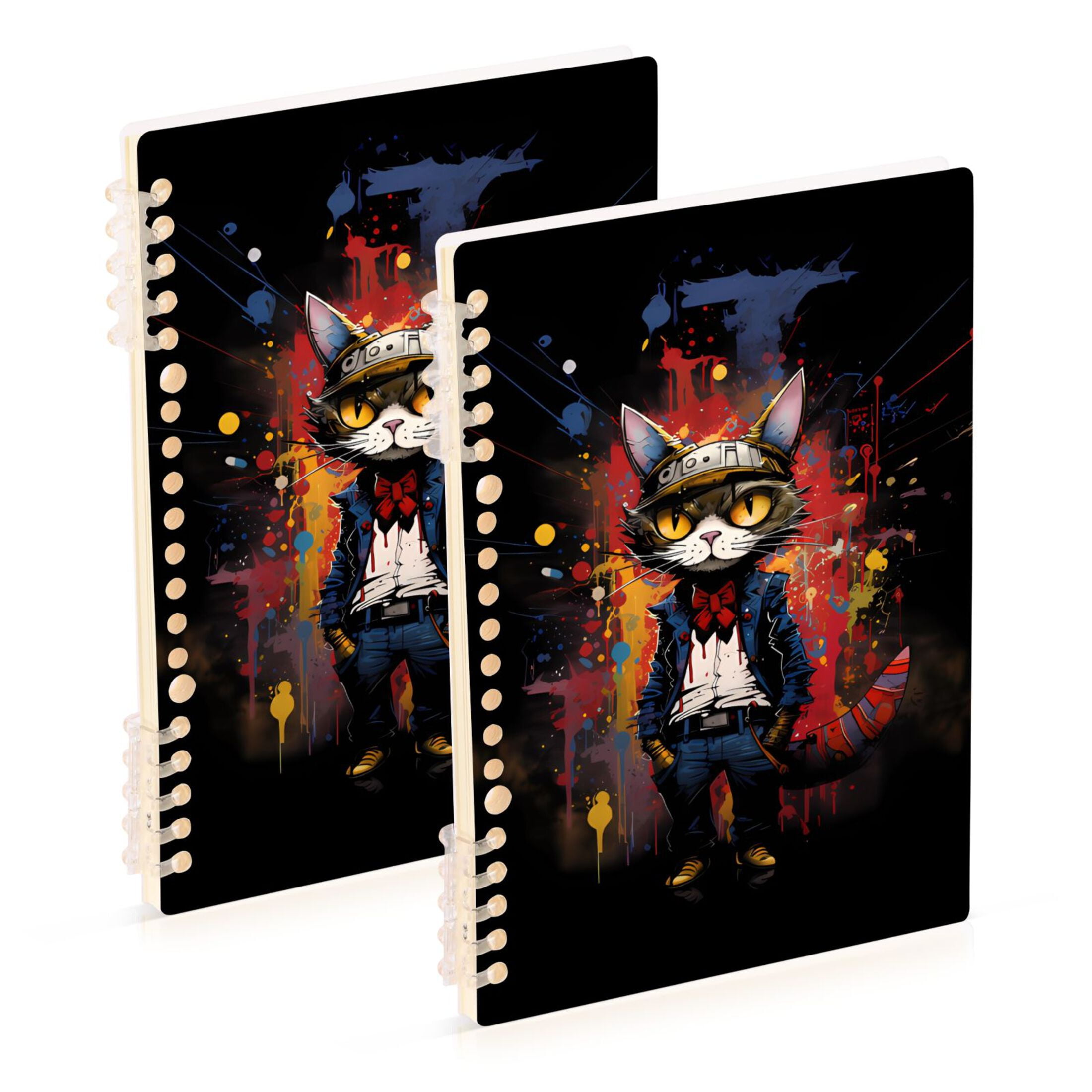 Cat in Suit Ring Binder Notebook Journey Note Diary College Ruled ...