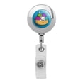 Cat in Yarn Basket Retractable Reel Premium Metal Chrome Badge ID Card ...