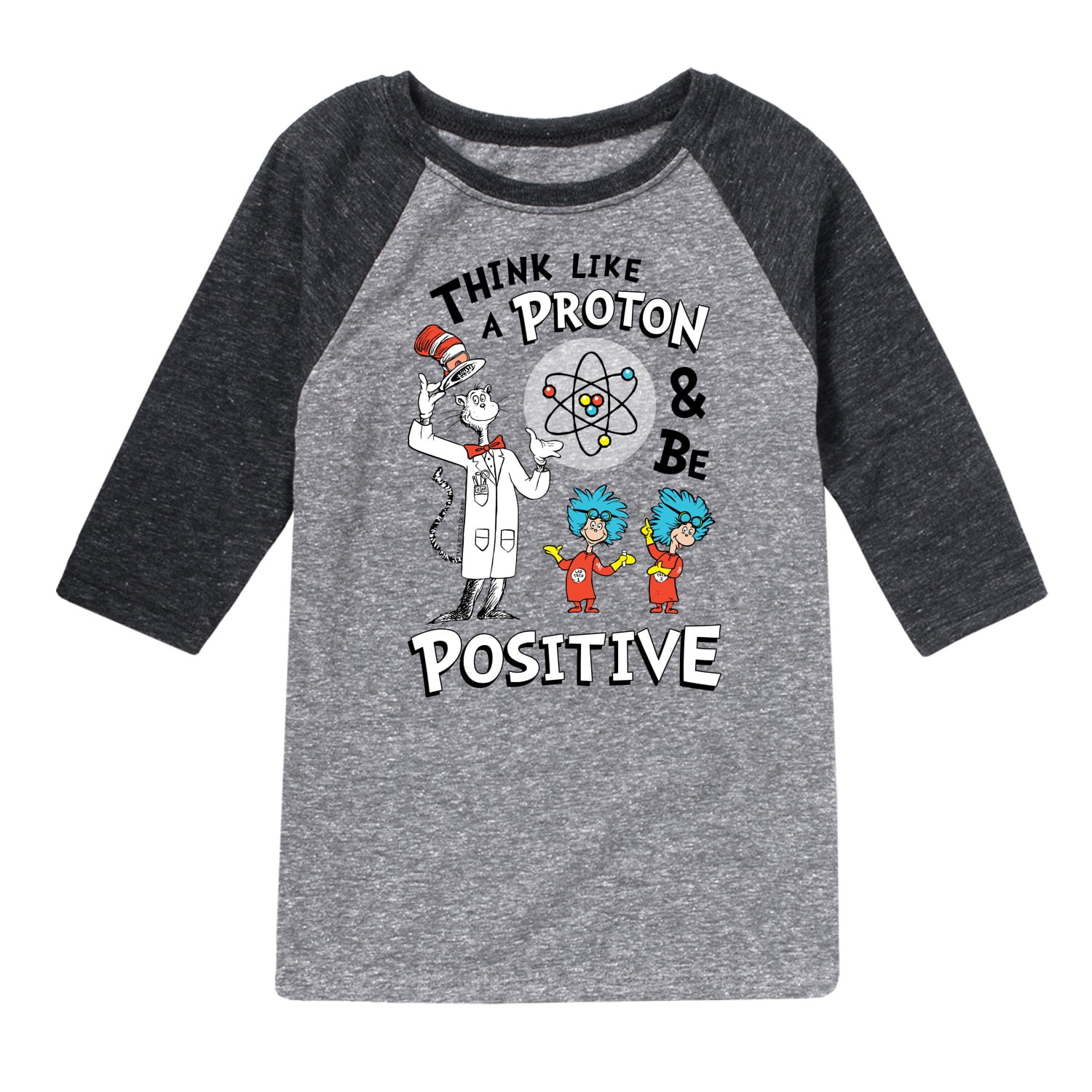 Cat in the Hat - Think Like Proton Be Positive - Kids Raglan - Walmart.com