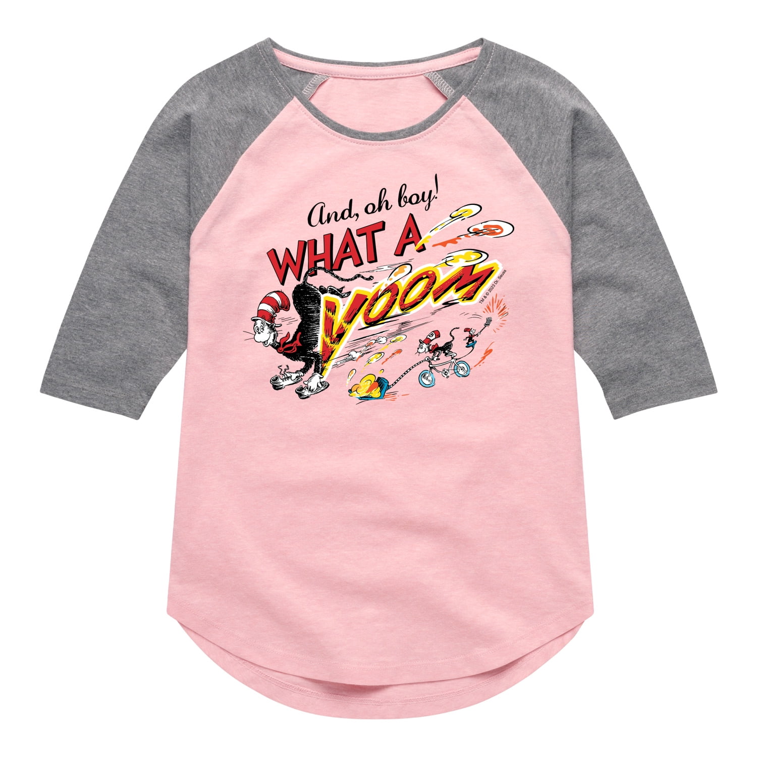 Cat in the Hat - What A Voom - Toddler & Youth Girls Raglan Graphic T ...