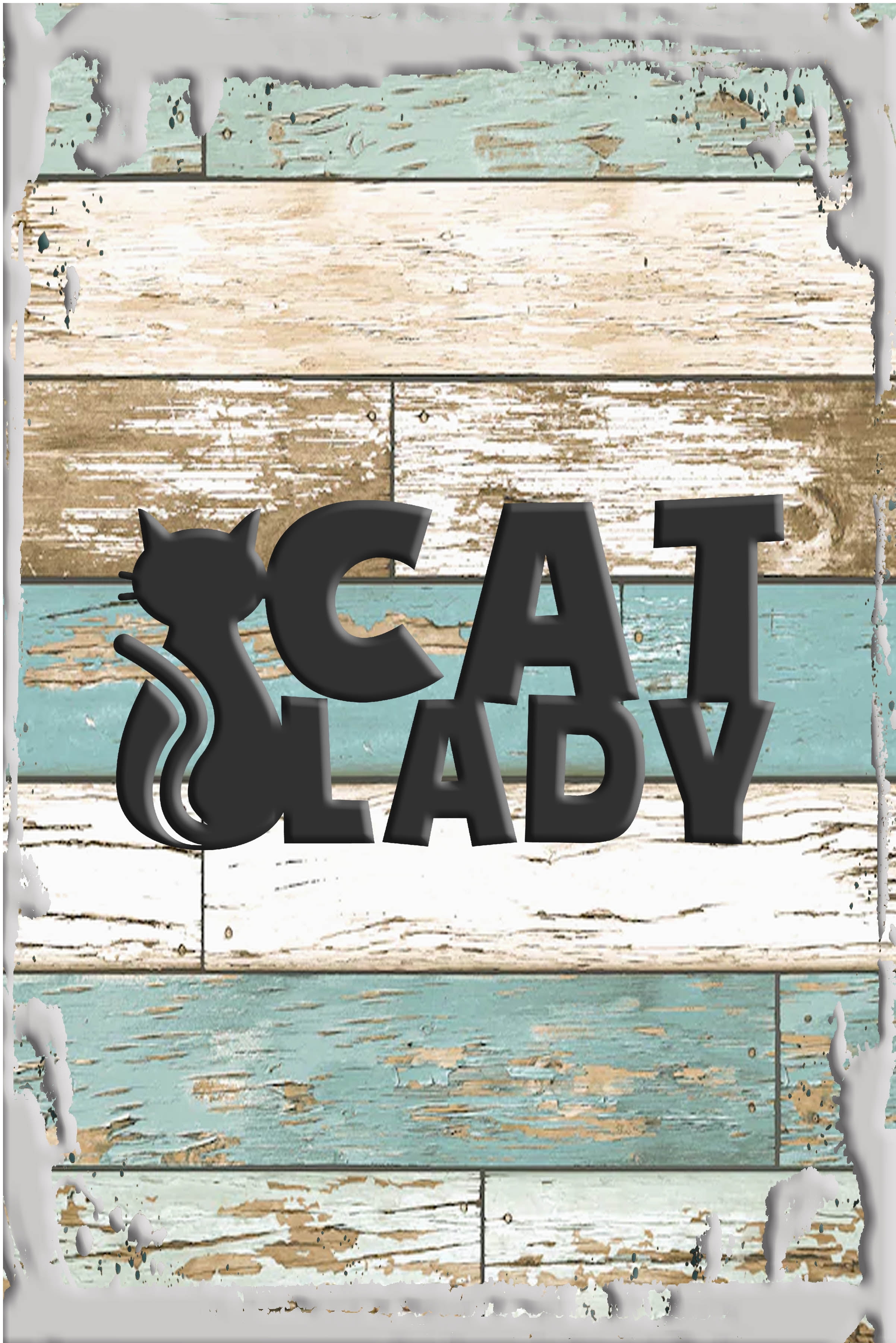 Cat lady meow pet owner mom silhouette animals love crazy White Wall ...