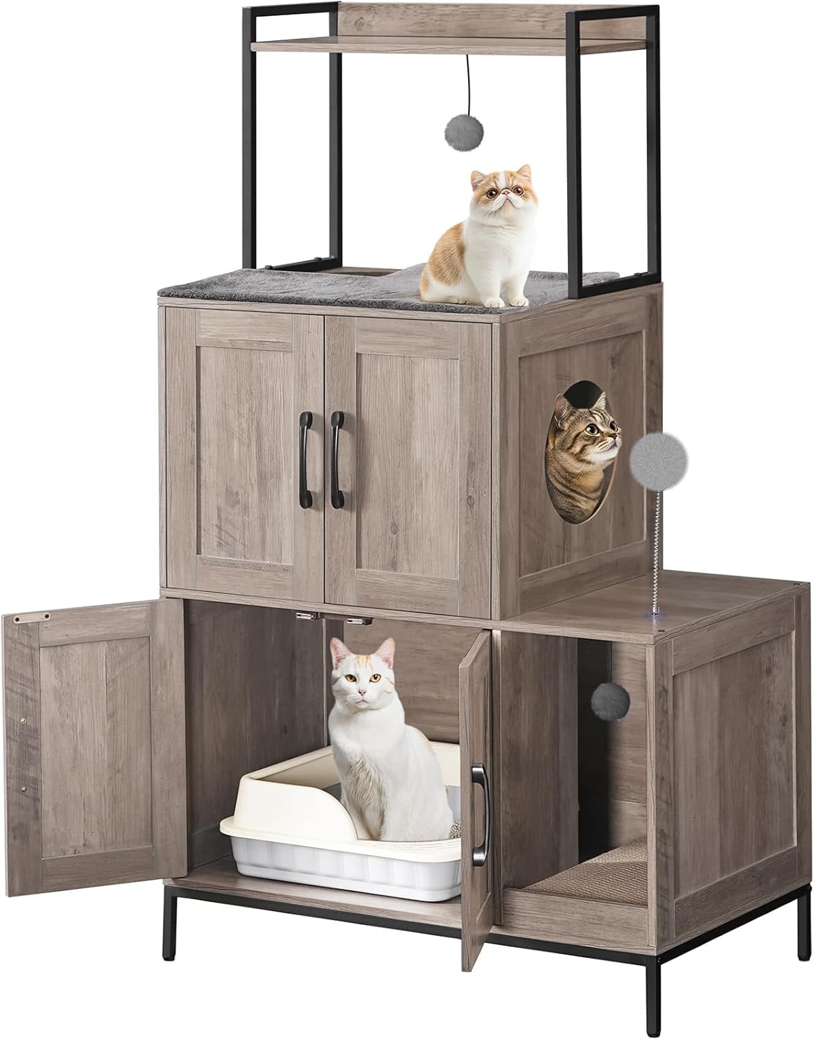 Cat litter box furniture, 2-in-1 hidden cat litter box furniture with ...