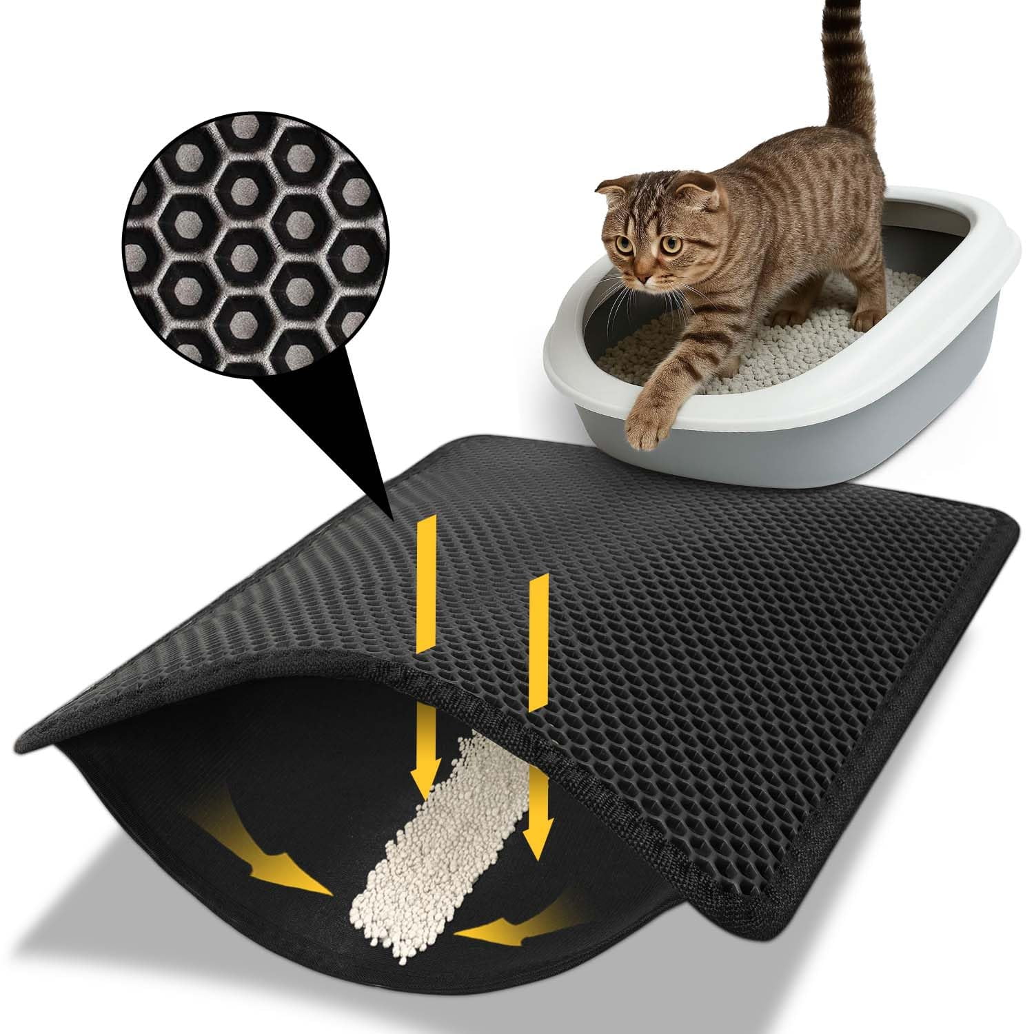 Cat litter pad, double-layer honeycomb, anti-slip, waterproof and urine ...