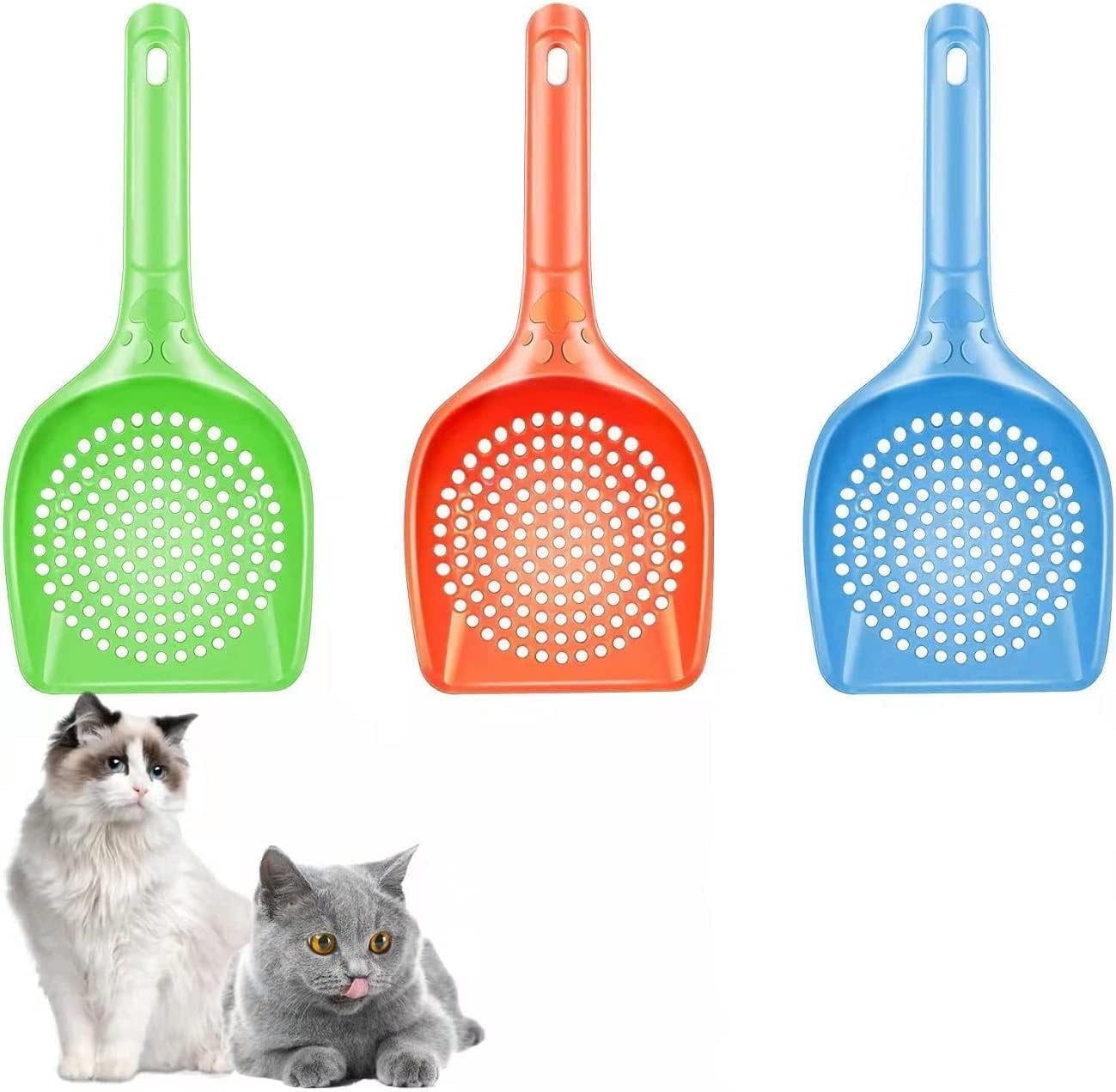 Cat litter scoop 3 pack, long handle deep shovel scooper for clumping ...