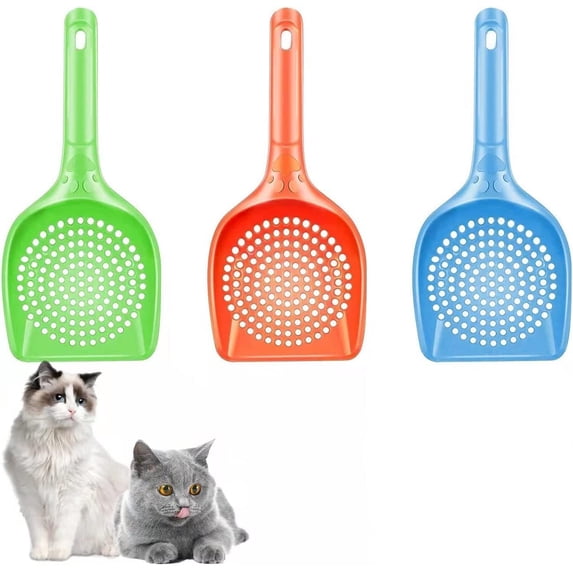 Cat litter scoop 3 pack, long handle deep shovel scooper for clumping ...