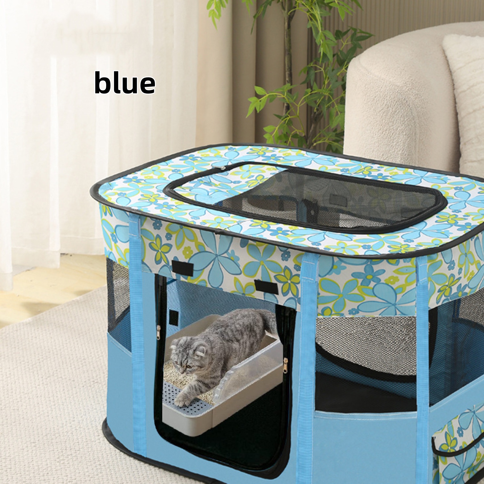 Cat maternity room folding pet cage fence cat kennel tent crate,Blue ...
