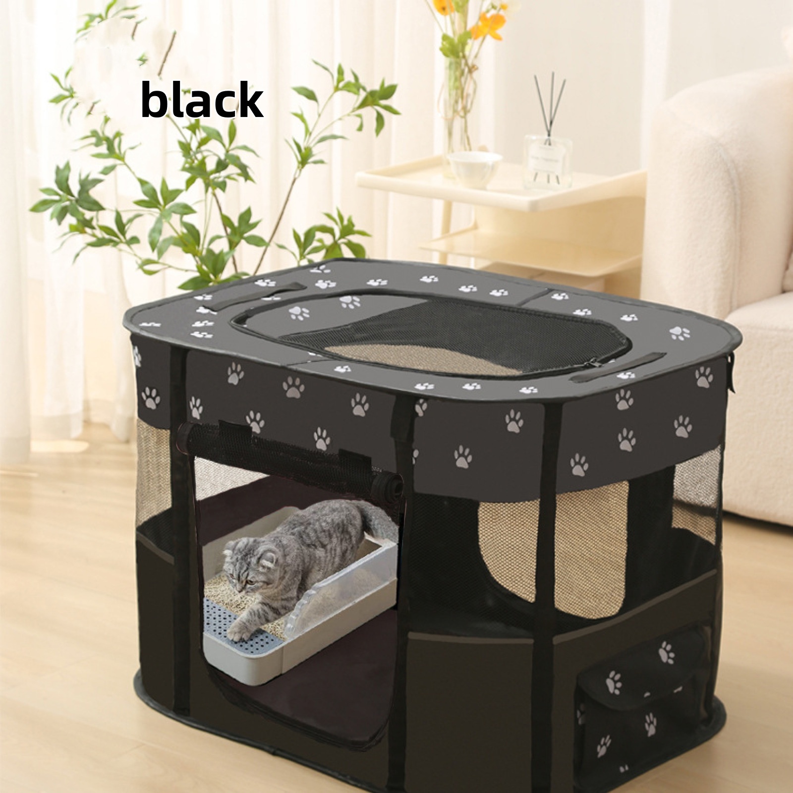 Cat maternity room folding pet cage fence cat kennel tent crate,black ...