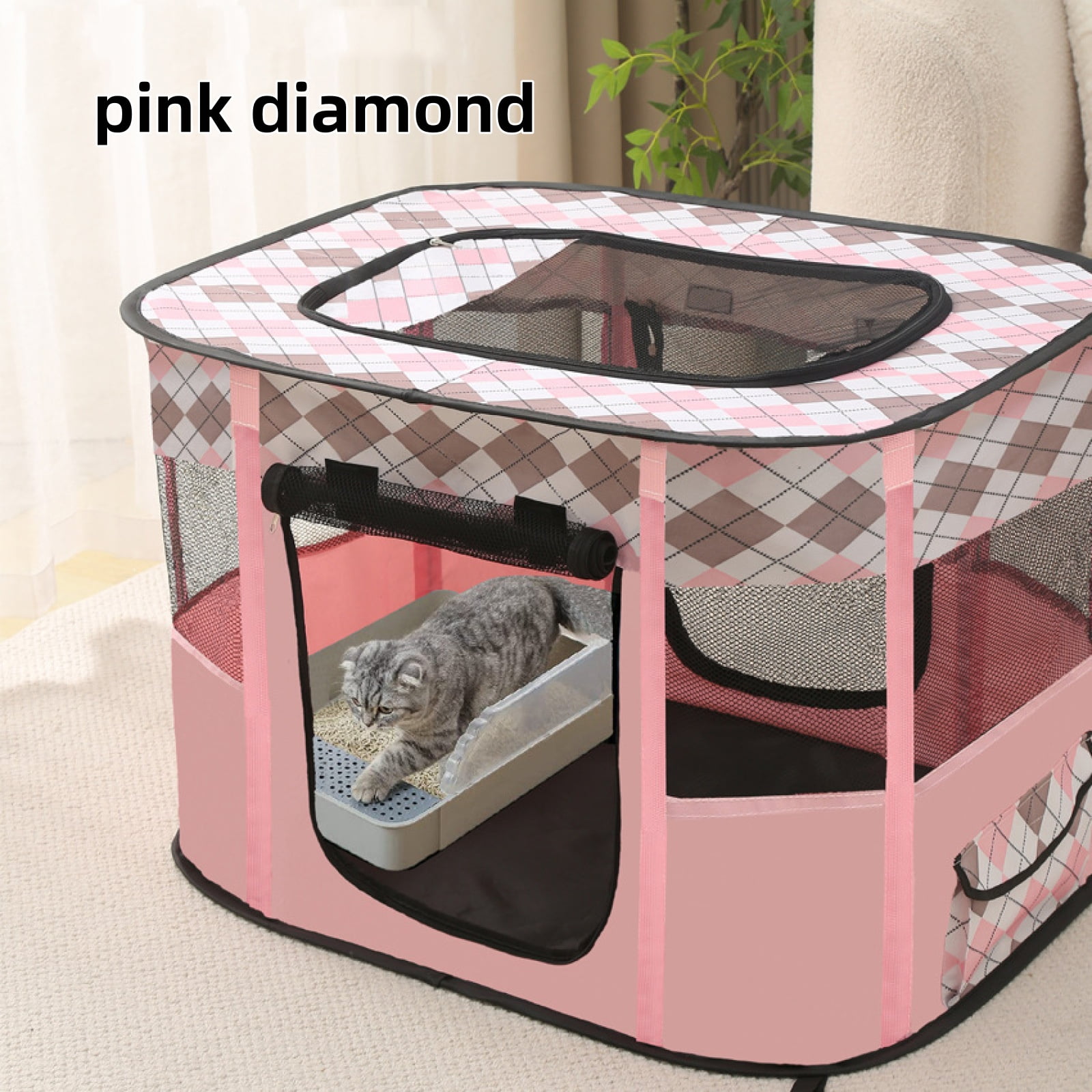 Cat maternity room folding pet cage fence cat kennel tent crate,pink ...