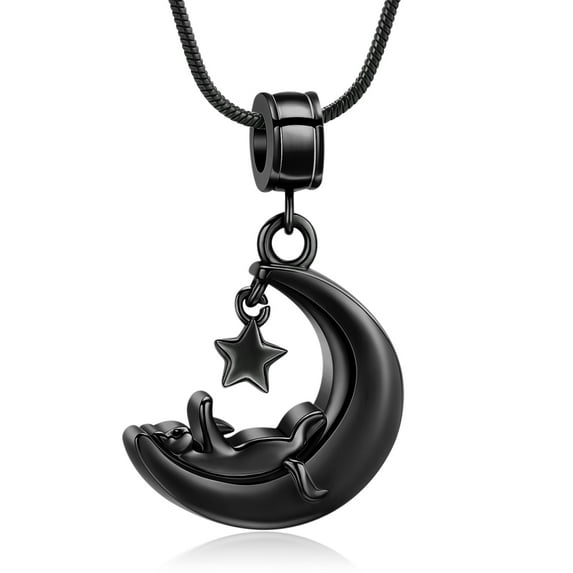 Cat on Moon Star Urn Pendant Cremation Jewelry for Ashes Holder Memory ...
