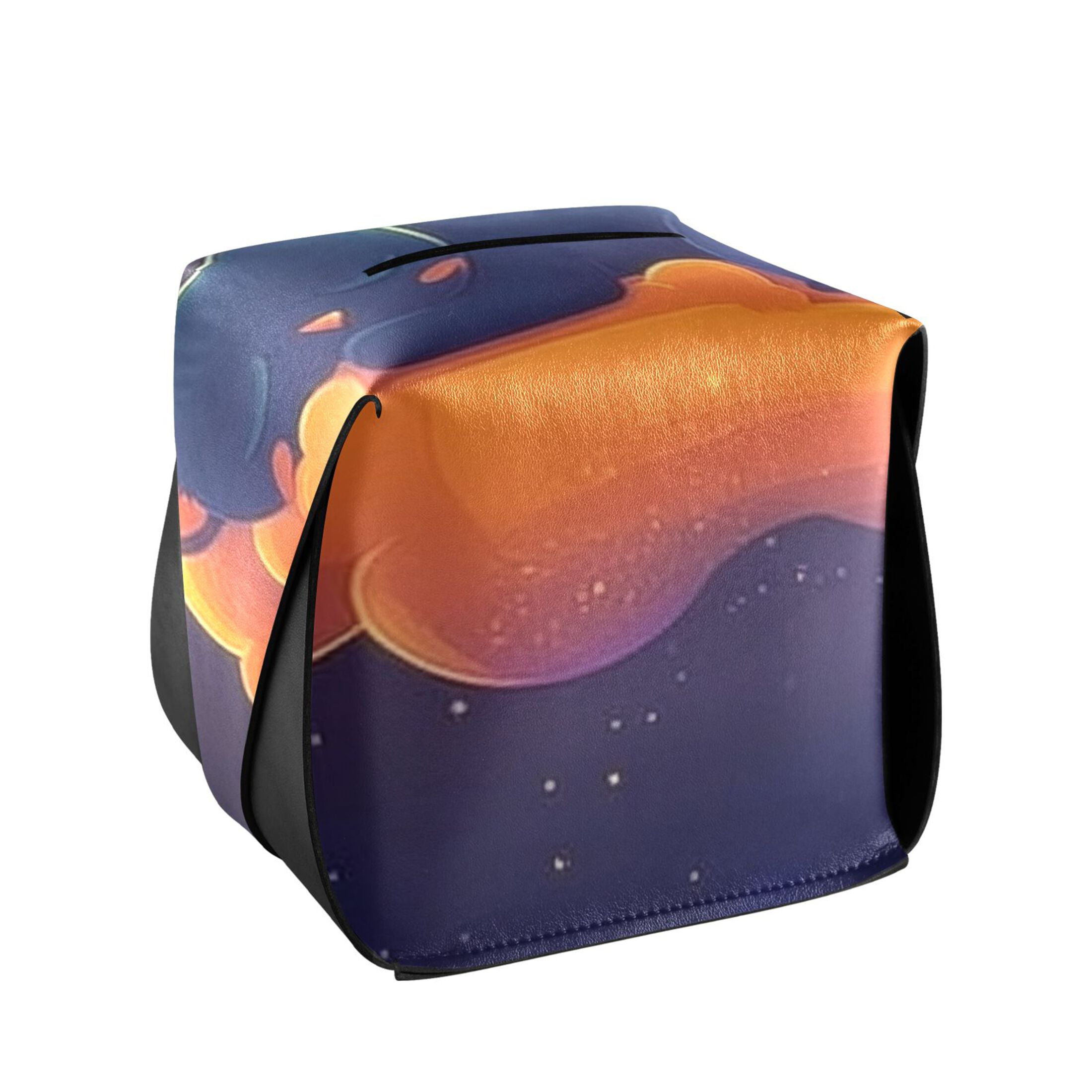 Cat on Orange Cloud Tissue Box Cover Leather Square Rectangle Tissue ...