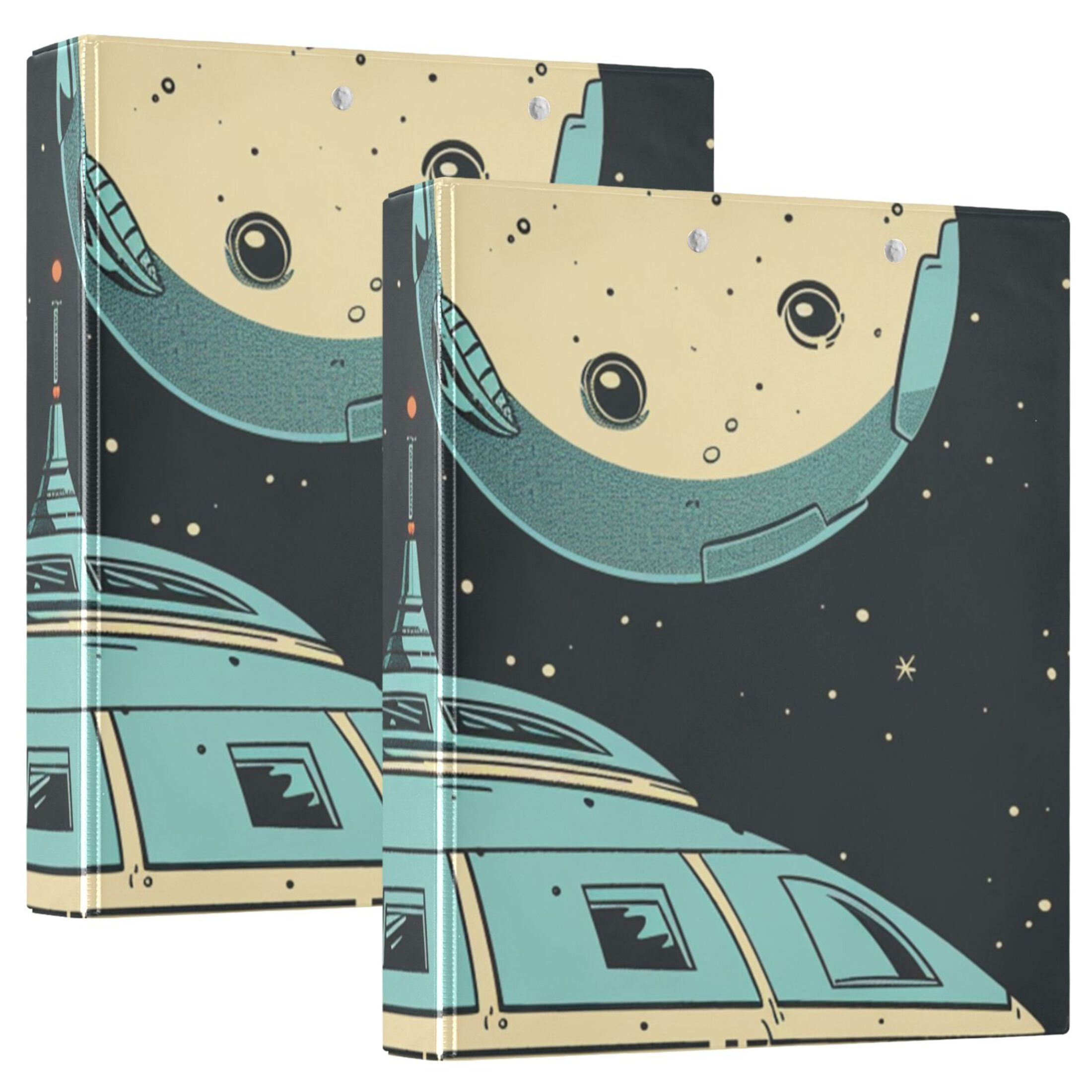 Cat on The Ufo Planet Round Ring Binder 3 Rings 1.5" Capacity File ...