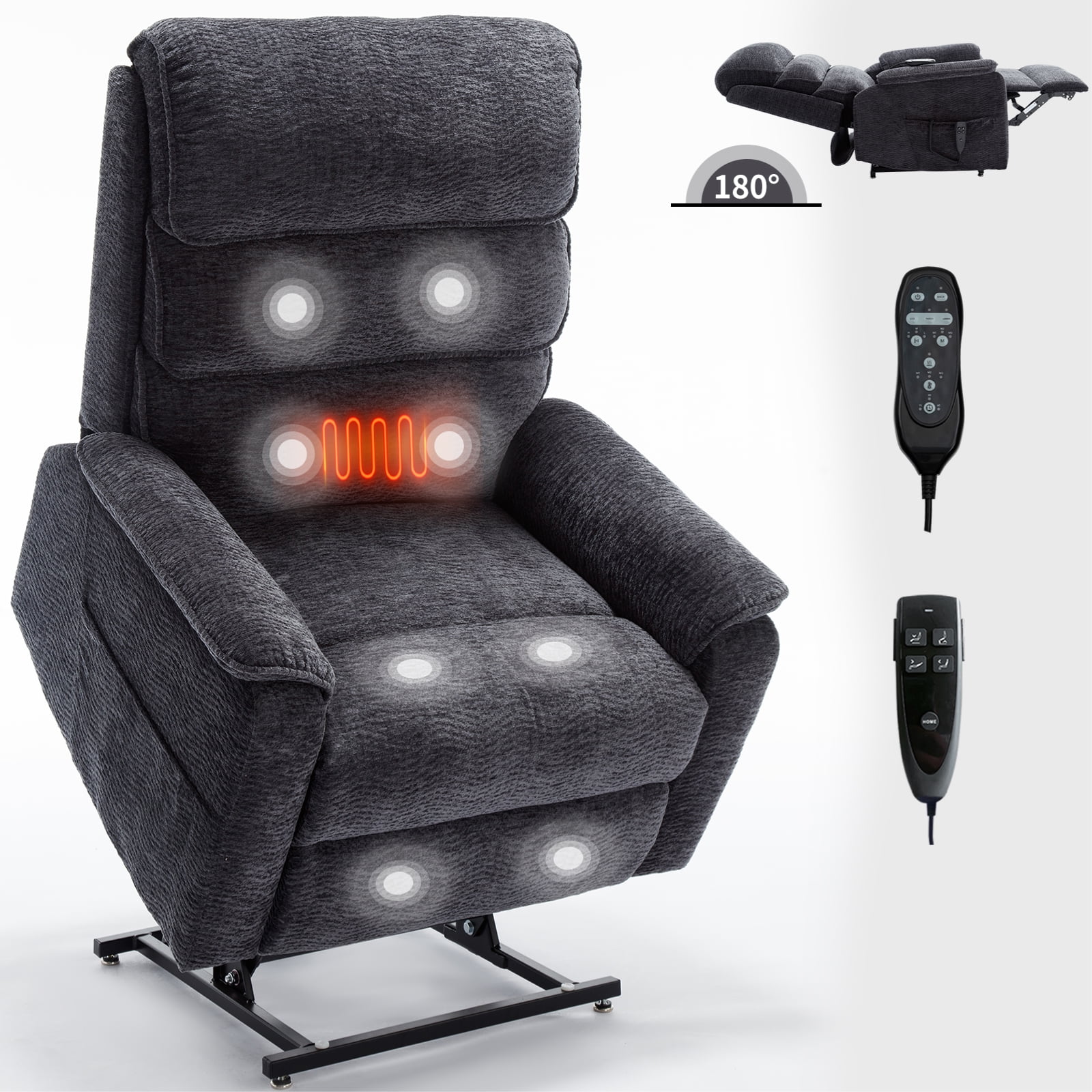 Cat-proof Scratch Dual Motor Power Lift Recliner Chair with Message and ...