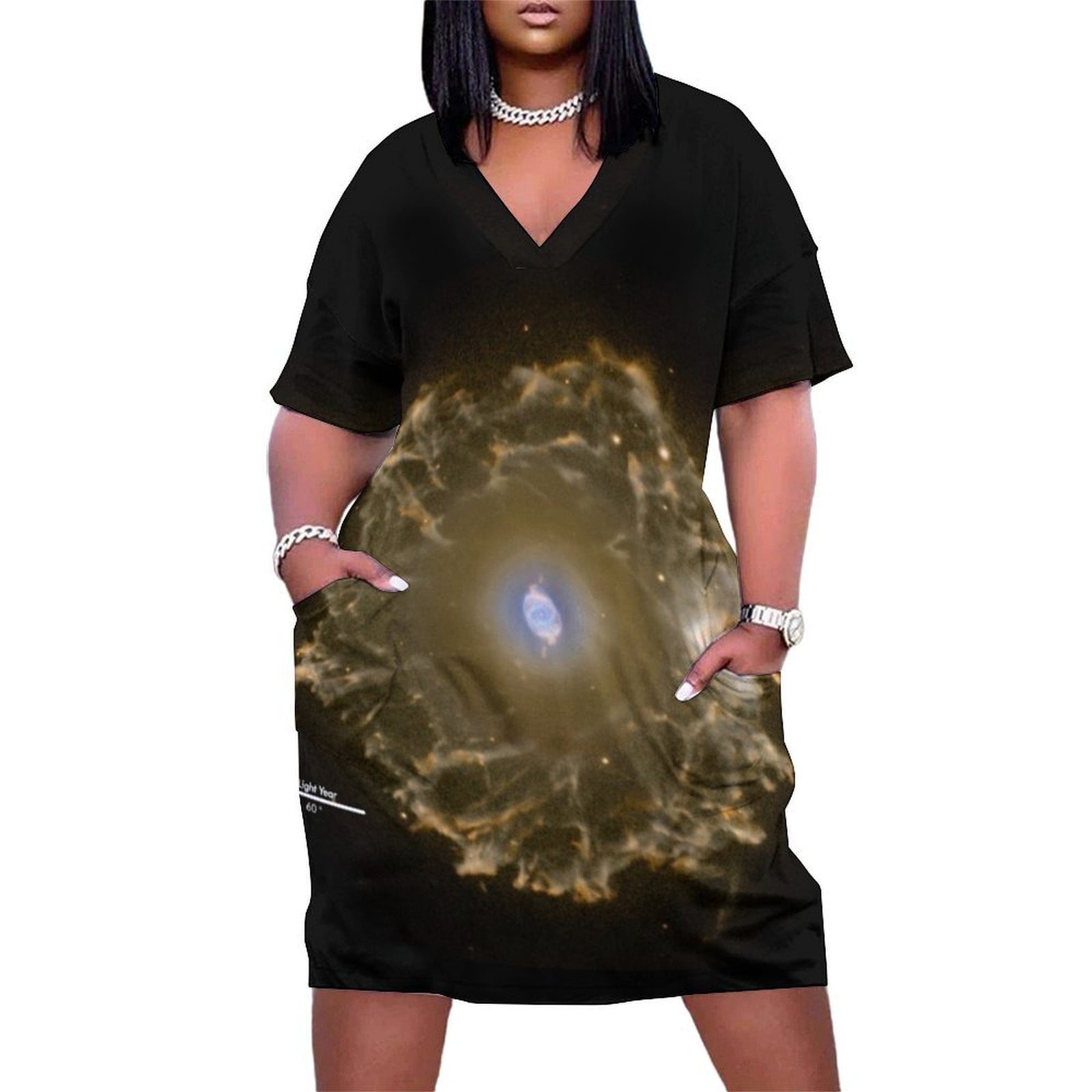 Cat's Eye Nebula Halo Loose Pocket Dress clothing women summer 2025 ...