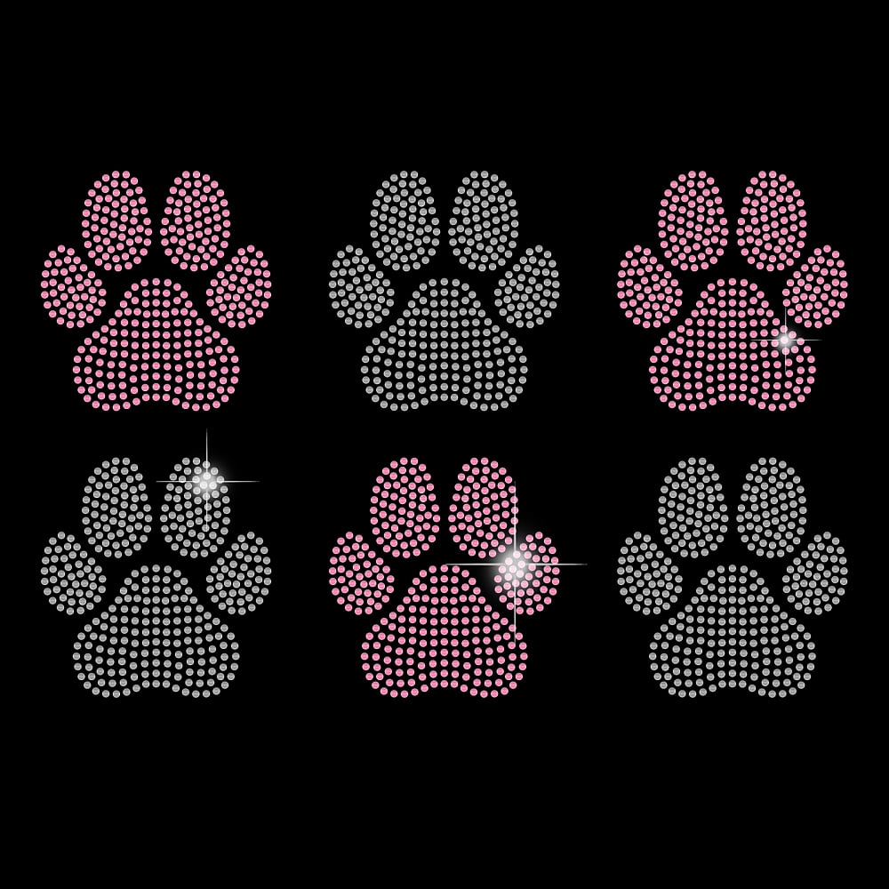 Cat's Paw Print Glass Hotfix Rhinestone Iron on Appliques Costume ...
