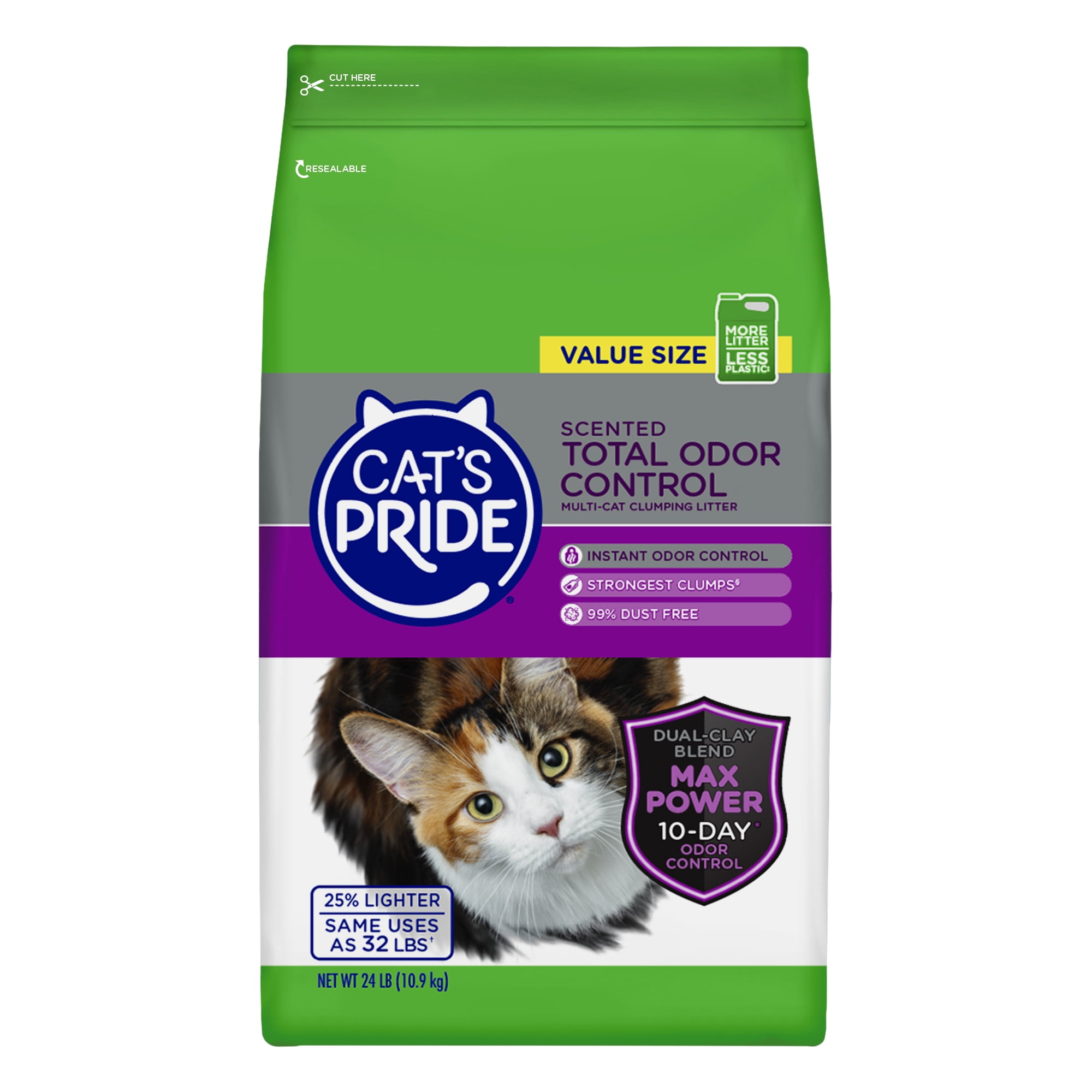 Cat's Pride Total Odor Control Scented Cat Litter 24lb Bag - Walmart.com