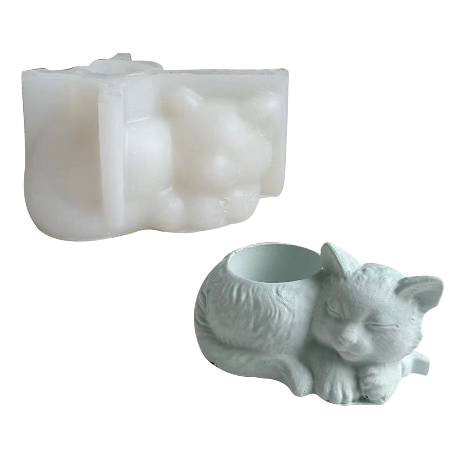 Cat-shape Concrete Silicone Pot Mold Flowerpot Clay Cement Plaster ...