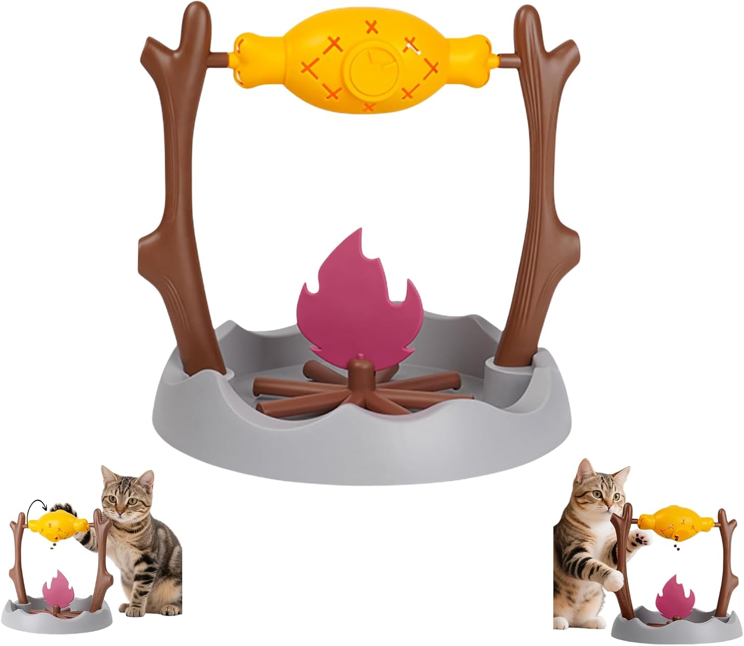 Cat snack dispenser, cat barbecue toy, cat bonfire snack slow feeder ...