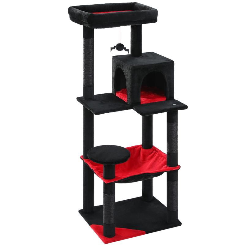 Cat tree for large cats with large plush hammock with 2-door apartment ...