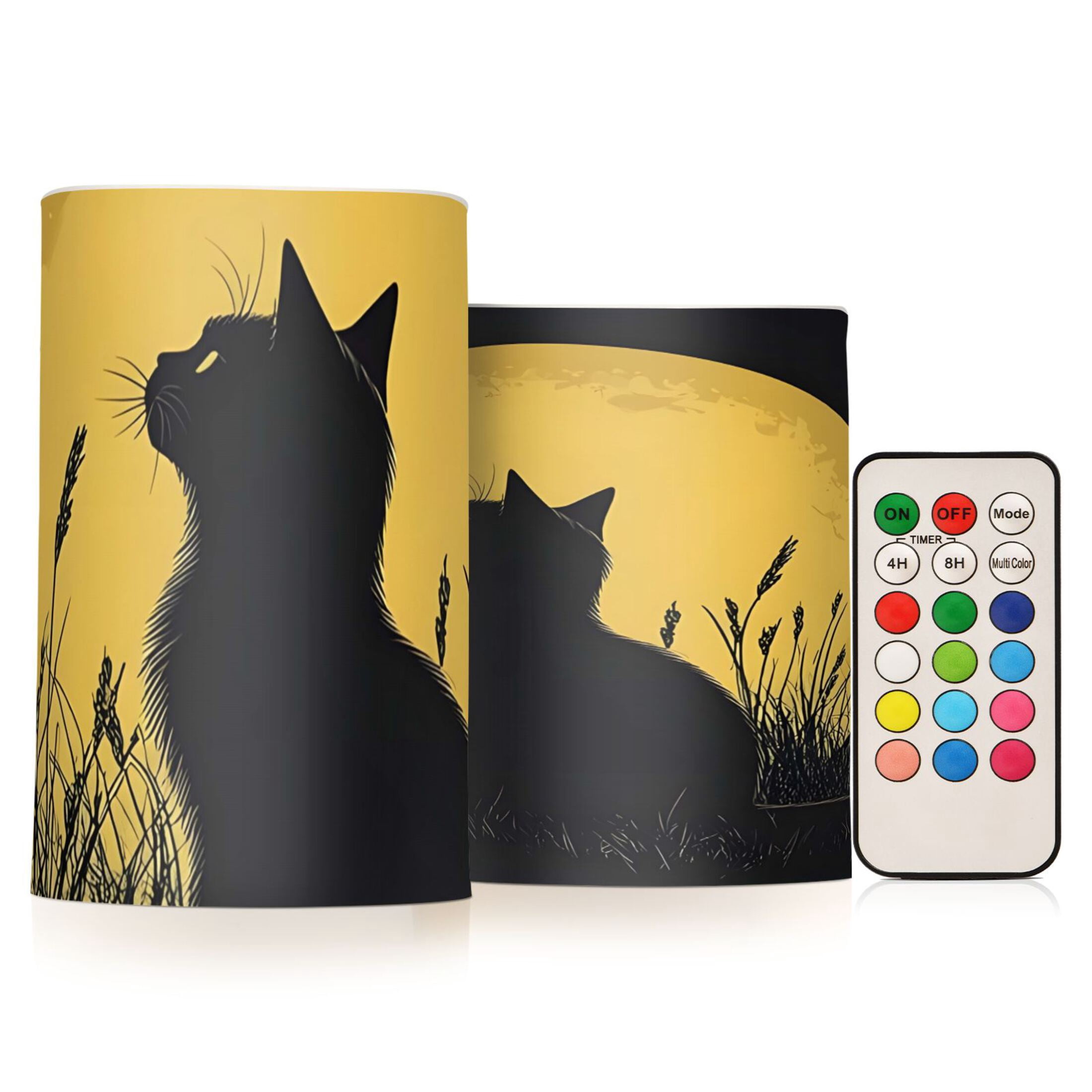 Cat under The Moon Flickering Flameless Candles Battery Operated with ...