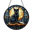 Cat with Book Night Scene Glass Window Hanging – Home Decor - Walmart.com