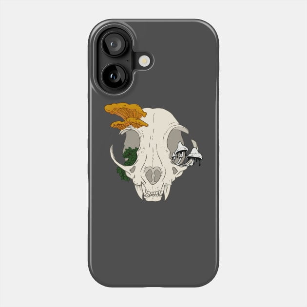 Cat with Fungi and Bone Creepy Artwork Phone Case for iPhone 11-17 Pro ...
