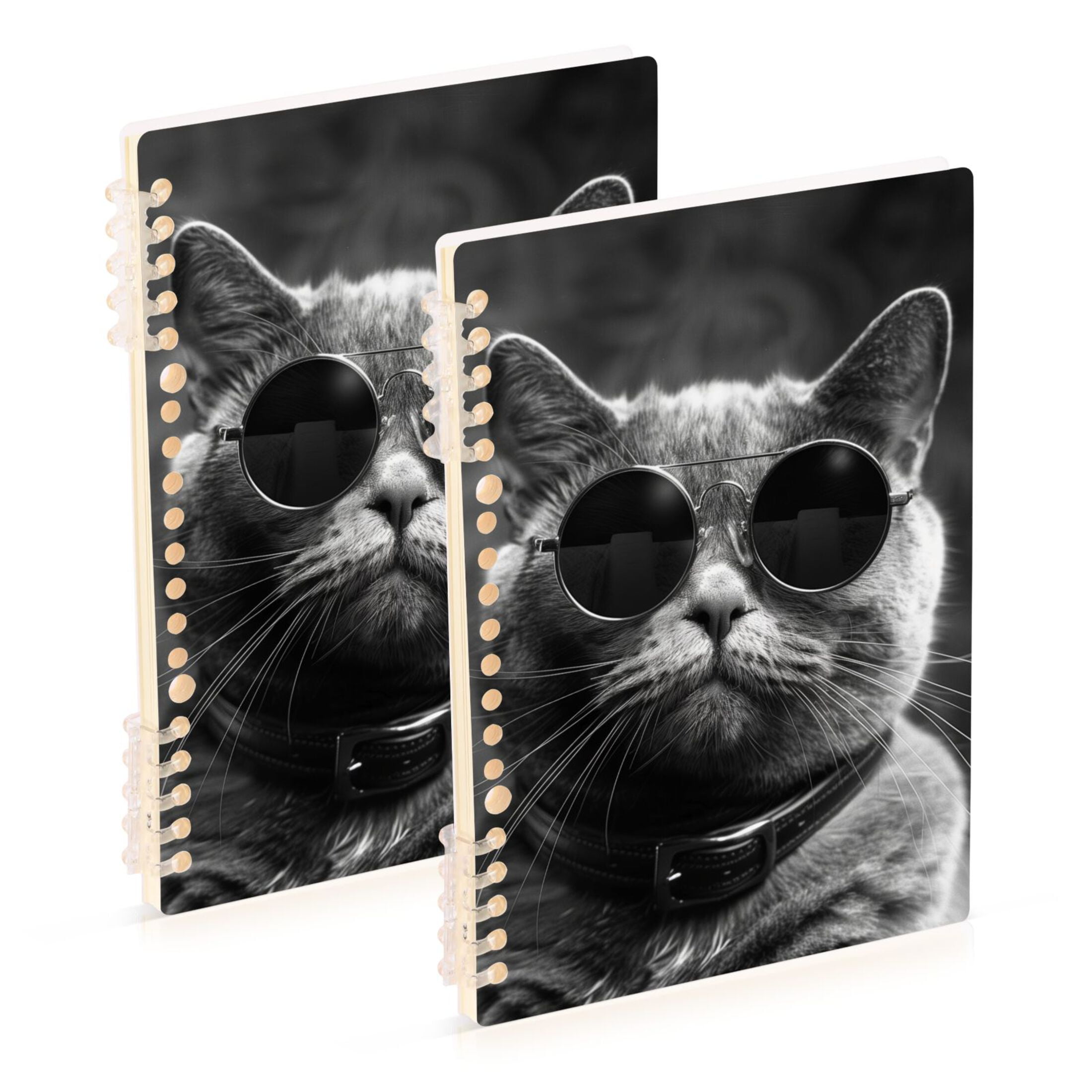 Cat with Glasses Notebooks 2 Pcs 1-subject Journal 60 Sheets A5 College ...