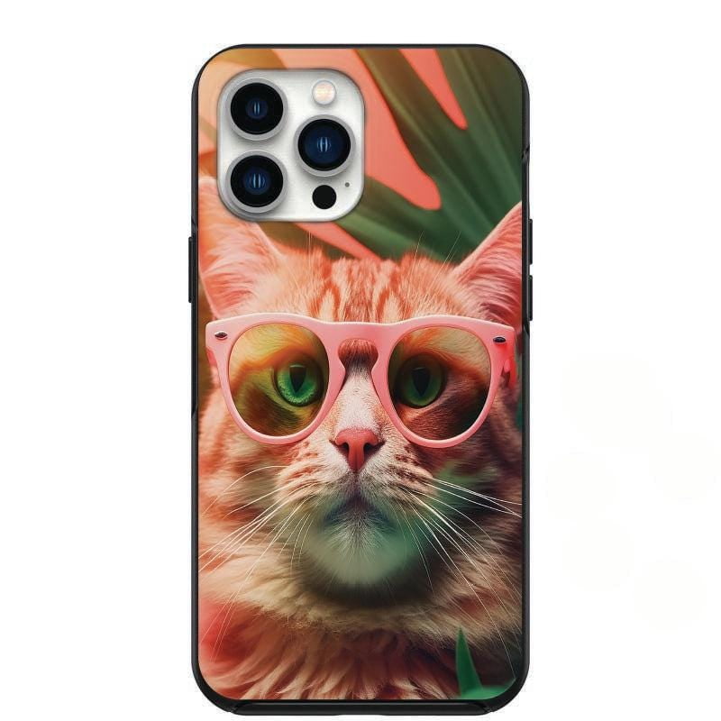 Cat with Pink Sunglasses Summer Style Cute Pattern for iPhone 17 to 11 ...