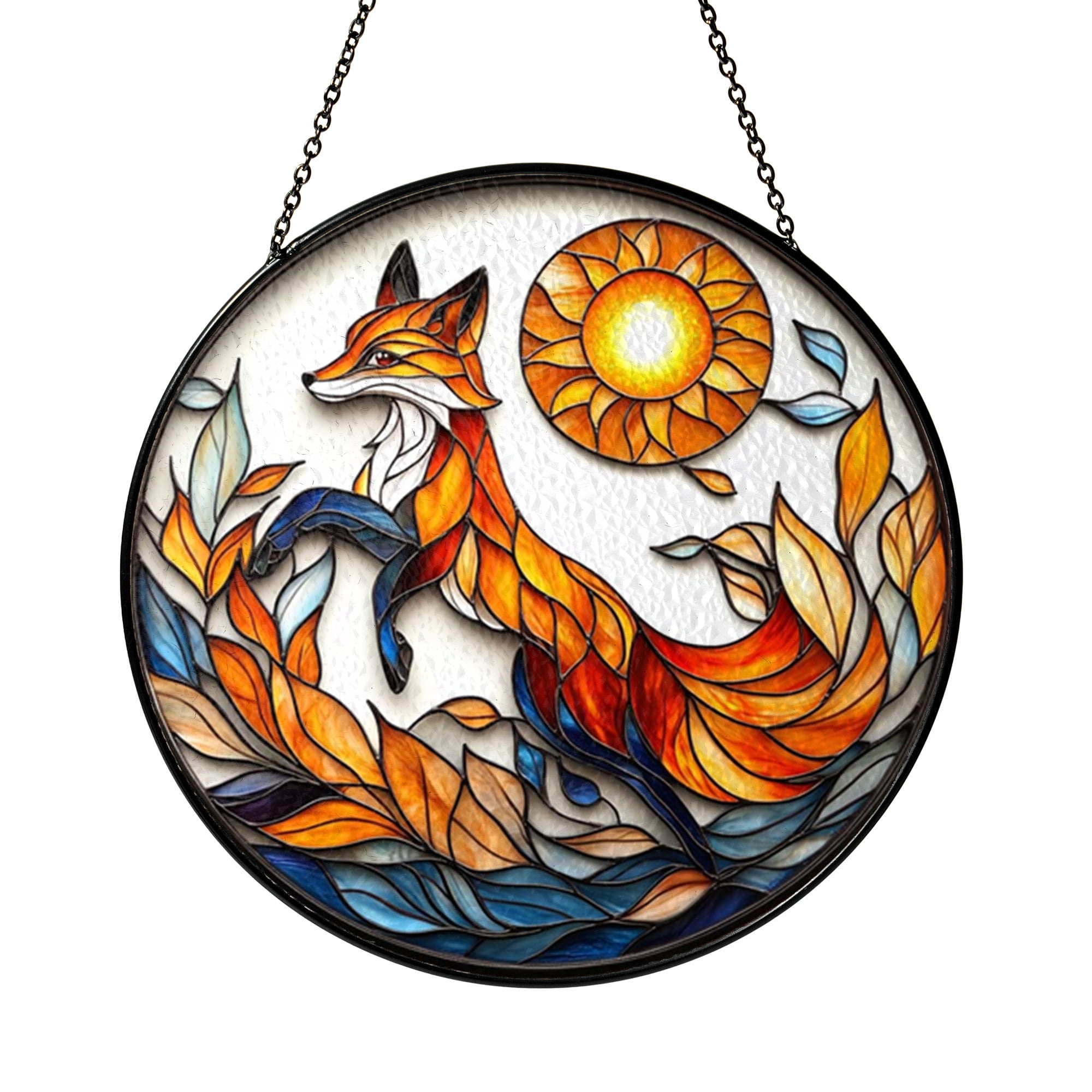 Cat with Sun Motif Stained Glass Suncatcher – Garden Window Decor2001 ...