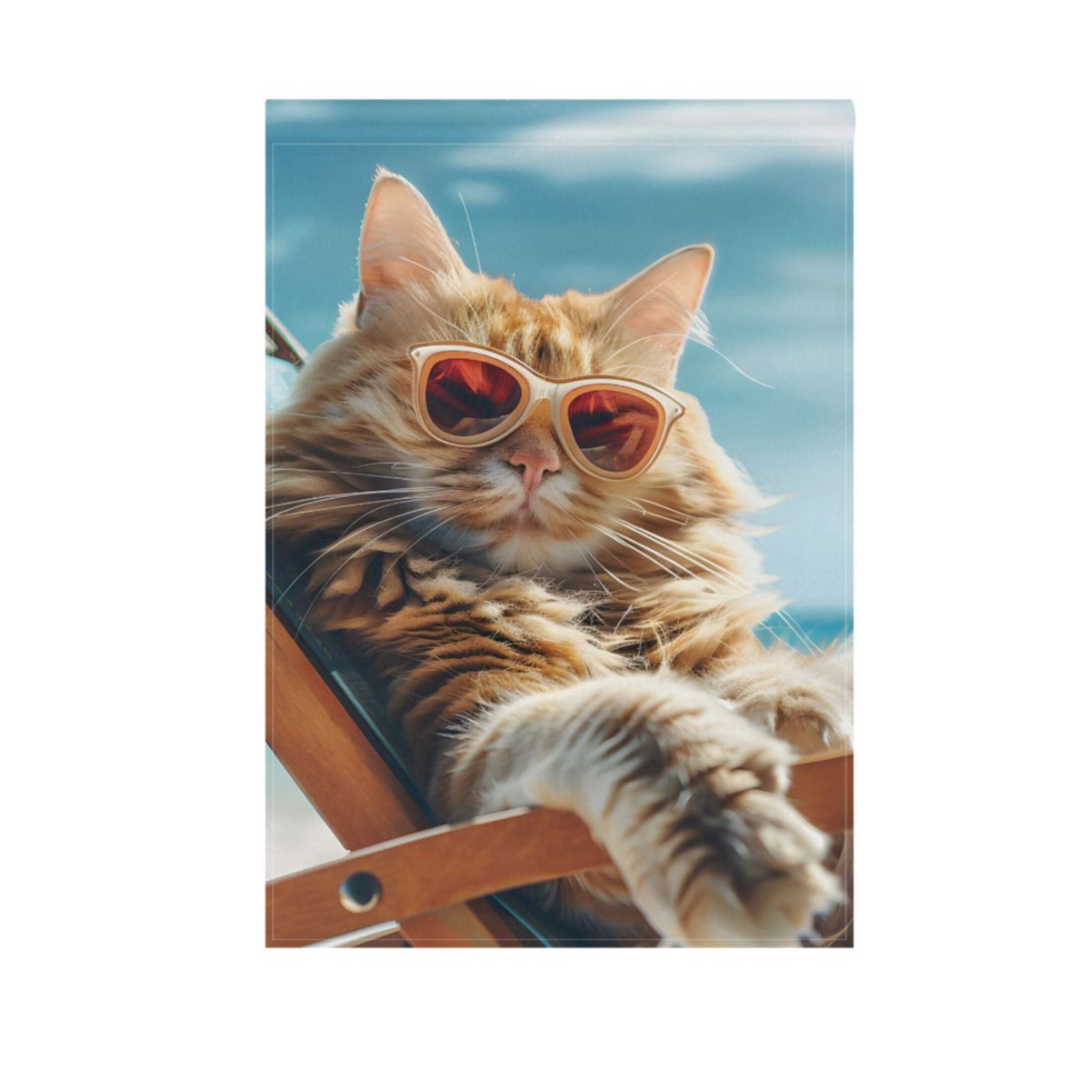 Cat with Sunglasses on Chair Garden Flag 28"x40" Double-Sided Yard ...