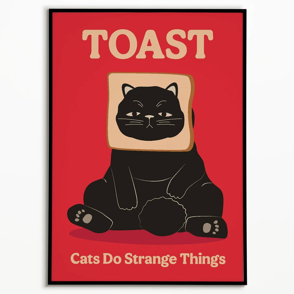 Cat with Toast Bread Poster: Quirky Retro Wall Art, Unframed Canvas ...