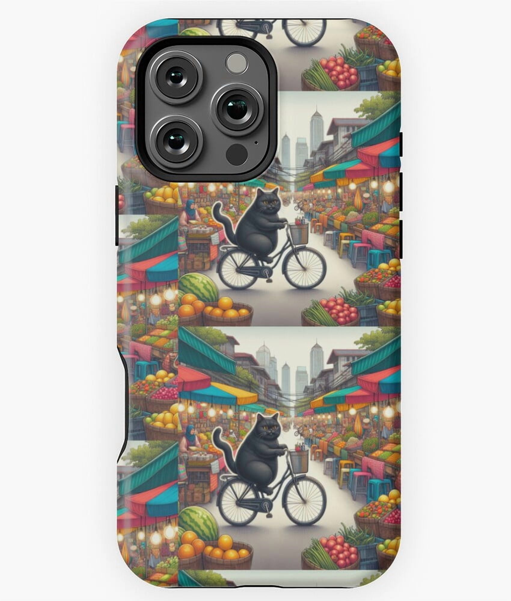 Cat with a Bicycle in Fruits Market Phone Case for iPhone 16 15 14 13 12 11 Pro Max - Walmart.com