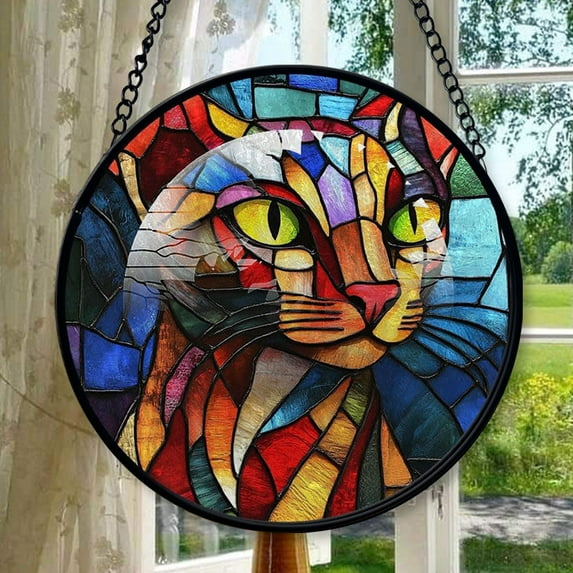 Cat21 Stained Glass Window Hanging, Christmas Decoration Gift, Mother’S ...
