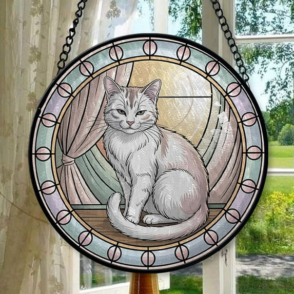 Cat3 Stained Glass Window Hanging, Christmas Decoration Gift, Mother’S ...