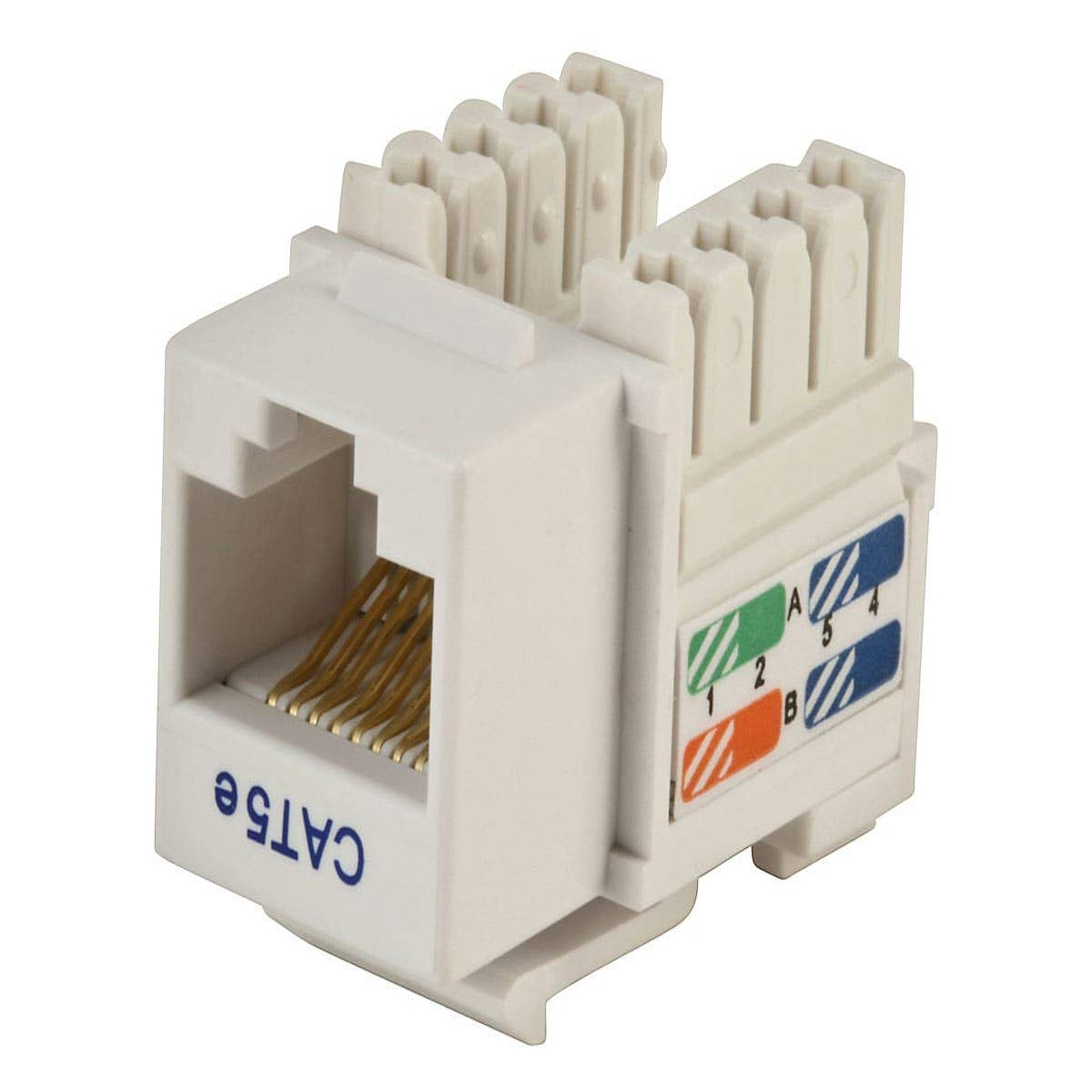 Cat5E Punch Down Keystone Jack for 22-24AWG Solid Wire, White - Walmart.com