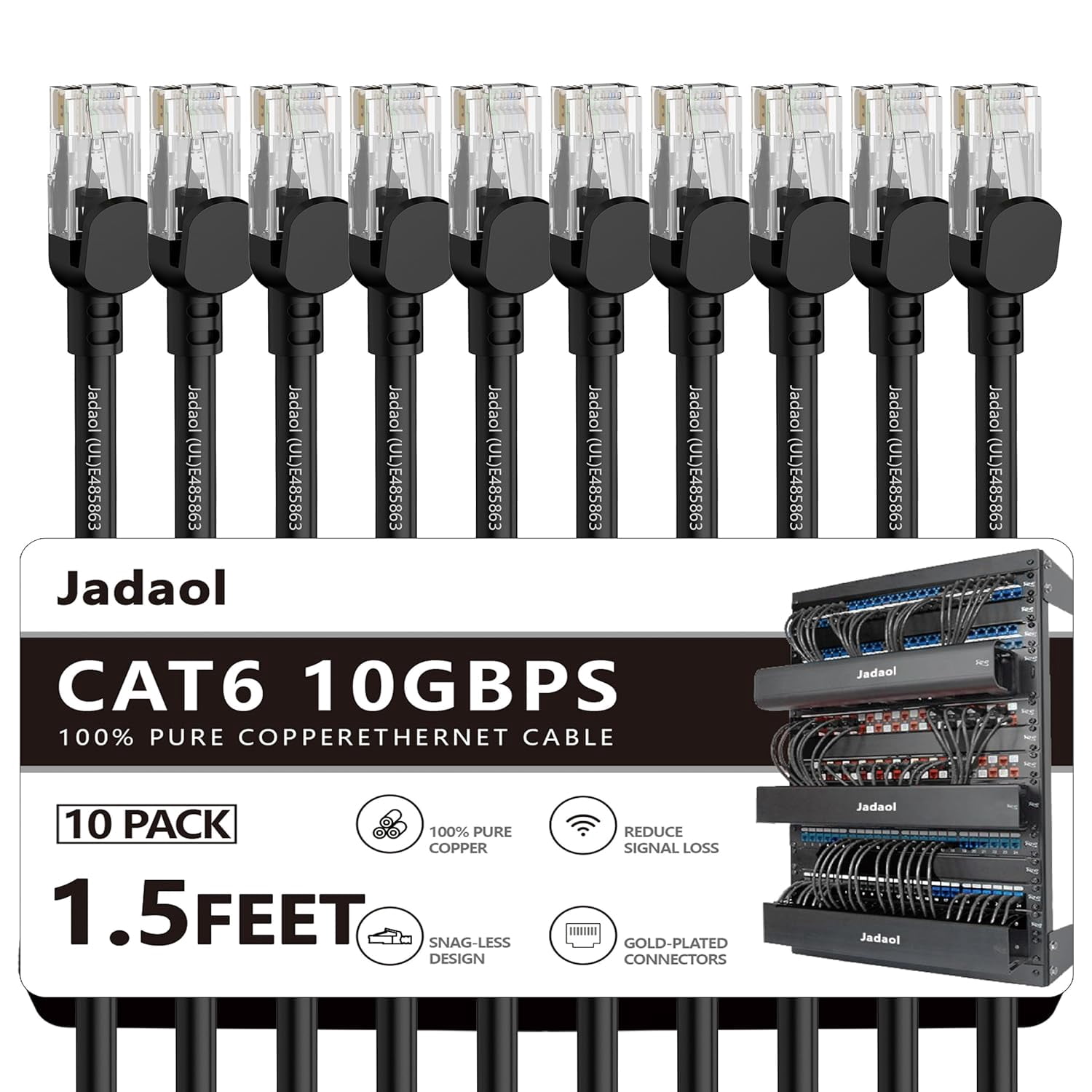 Cat6 1.5ft 10 Pack Patch Cable, 10Gbps High-Speed Ethernet Patch Cable ...