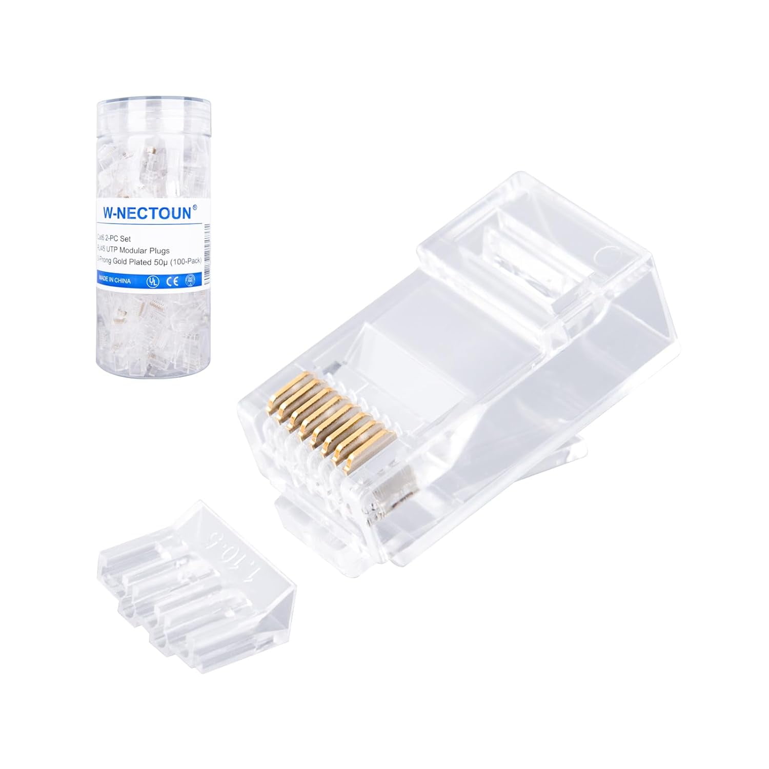 Cat6 2-Pc Set Rj45 Connectors,100-Pack Cat 6 Ends/Cat6 Connector/Cat6 ...