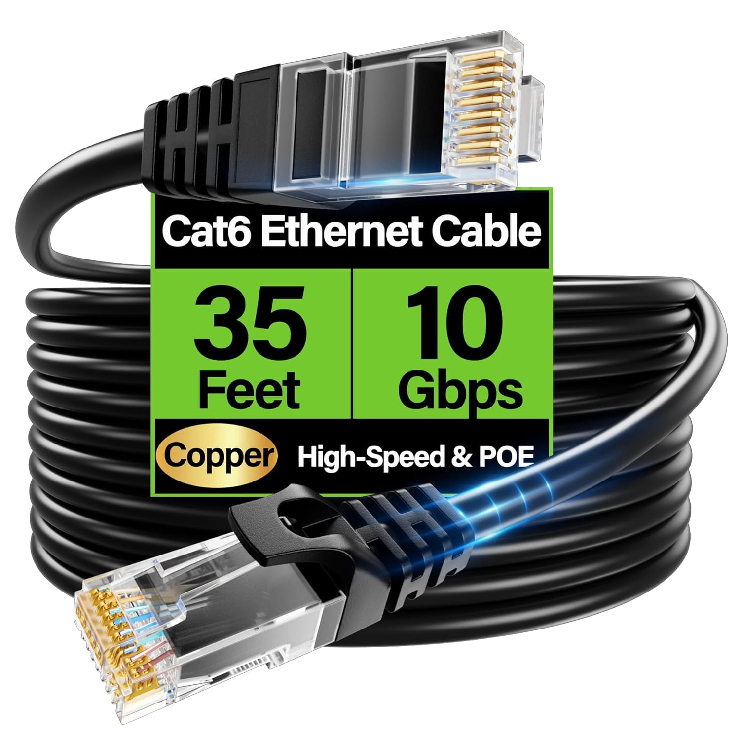 Cat6 Ethernet Cable 10Gbps 35 ft, UTP Ethernet Cable Cat 6, Flexible ...