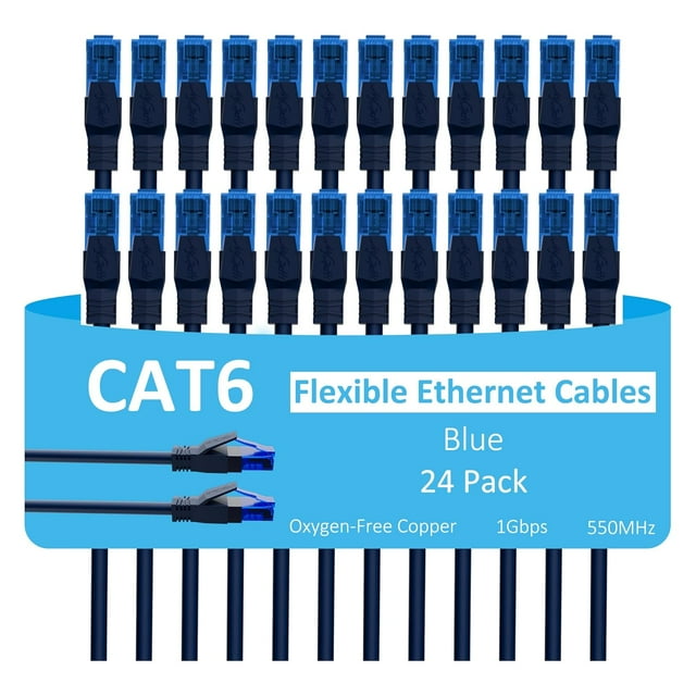 Cat6 Ethernet Cable 2 FT (24-Pack), Snagless Cat 6 Patch Cable ...