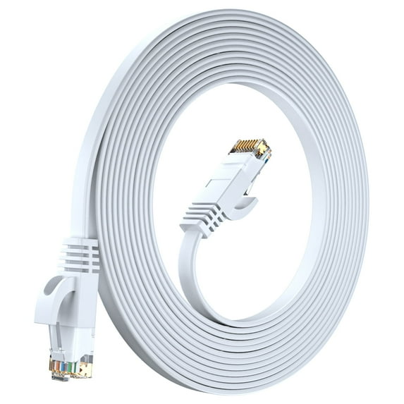 Cat6 Ethernet Cable 25ft, White - Flat High-Speed Network Cables for ...