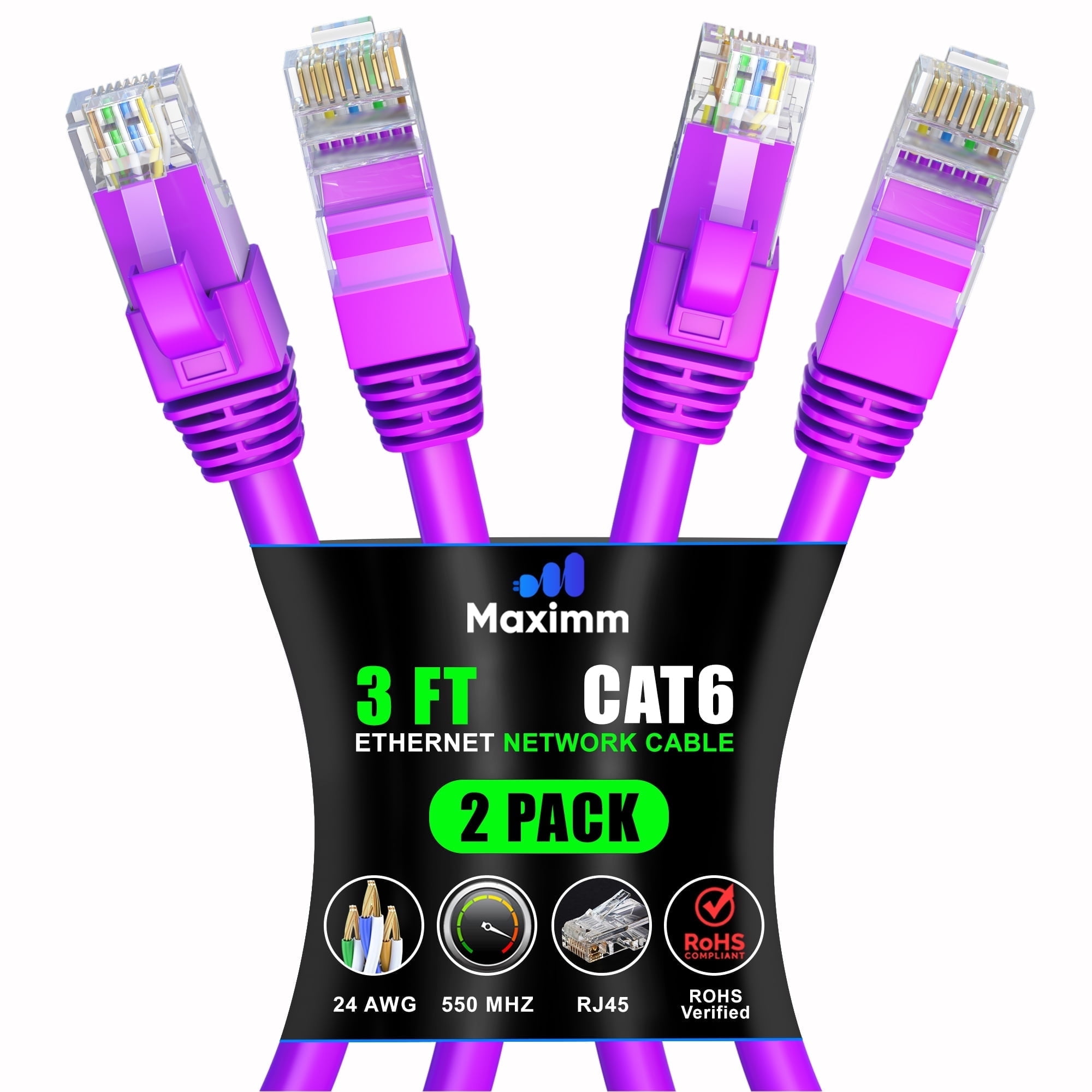 Cat6 Ethernet Cable 3Ft (2-Pack) - Short Ethernet Cable, Patch Cables ...