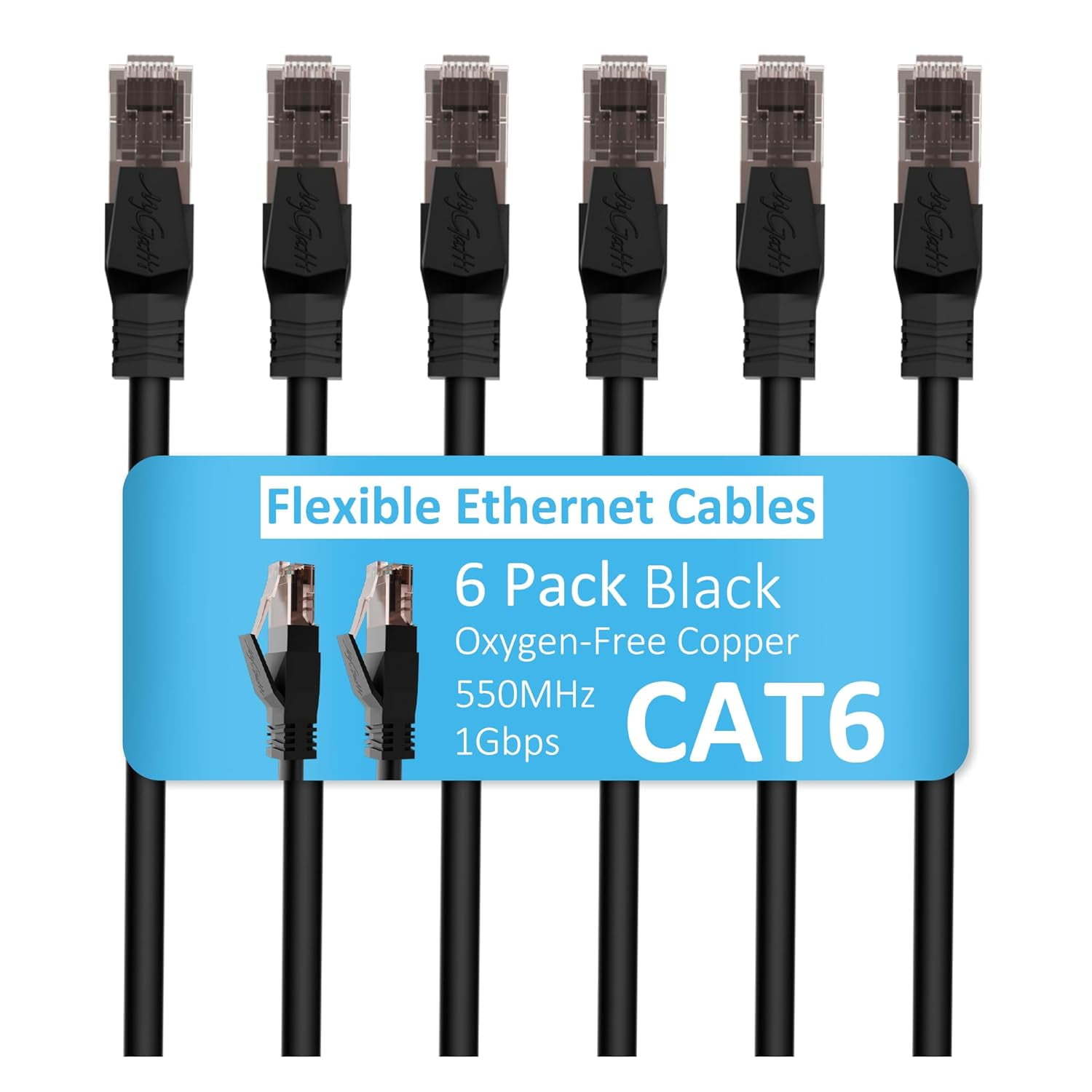 Cat6 Ethernet Cable 4 FT (6-Pack), Snagless Cat 6 Patch Cable, Upgraded ...