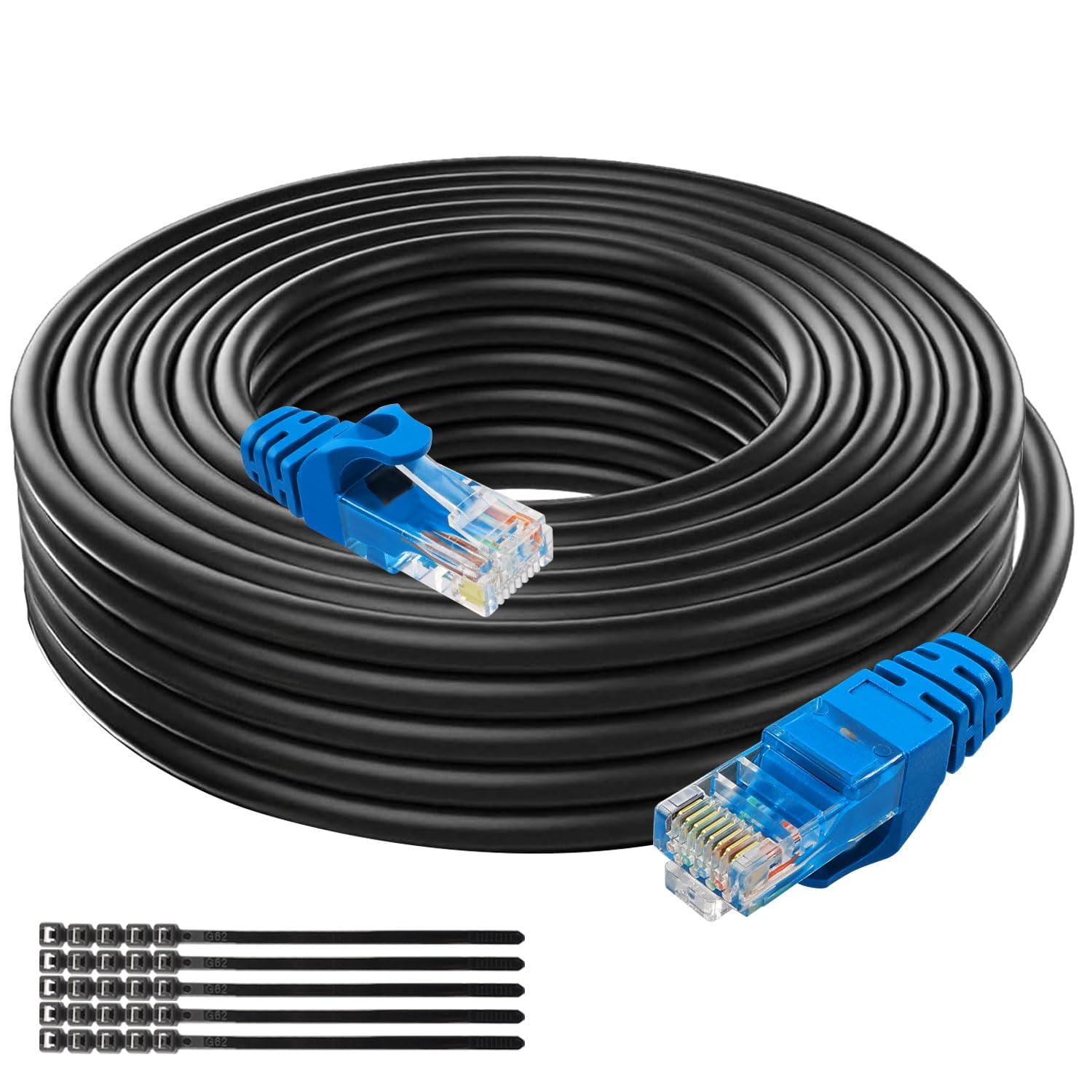 Cat6 Ethernet Cable 40Ft Cat6 Outdoor&Indoor Heavy Duty Direct Burial Patch Cable with 25 Cable ...