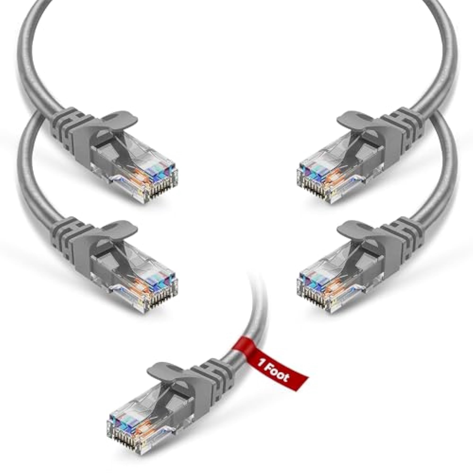 NewYork Cables Pack of 5 Cat6 Ethernet Cable 1ft RJ45 LAN UTP Network ...