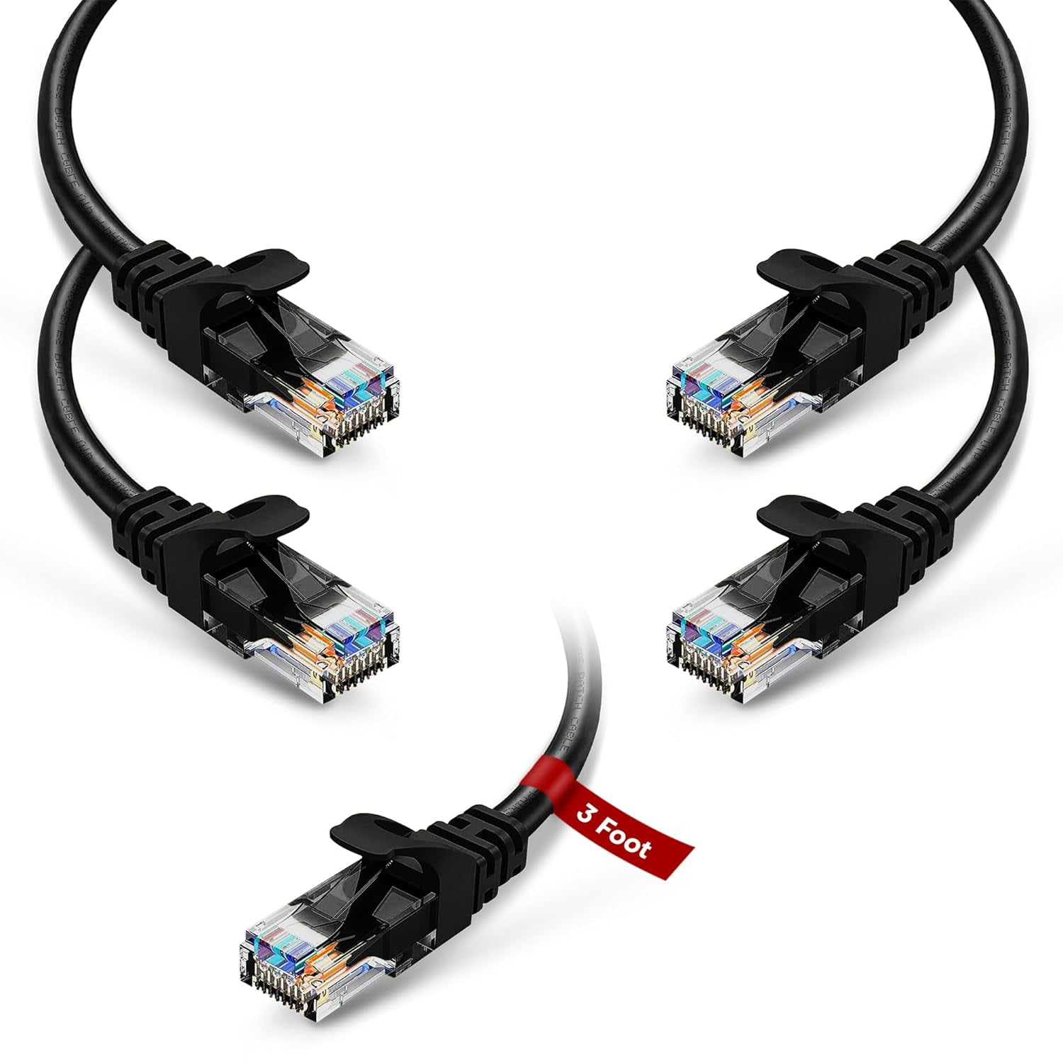 NewYork Cables Cat6 Ethernet Cable 5-Pack 3ft RJ45 LAN UTP Patch ...