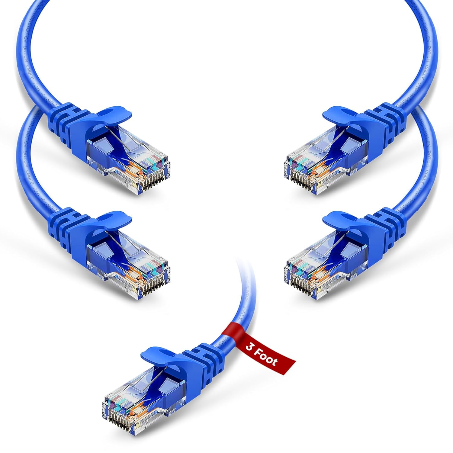 Cat6 Ethernet Cable 5-Pack 3ft RJ45 LAN UTP Cat 6 Network Patch ...