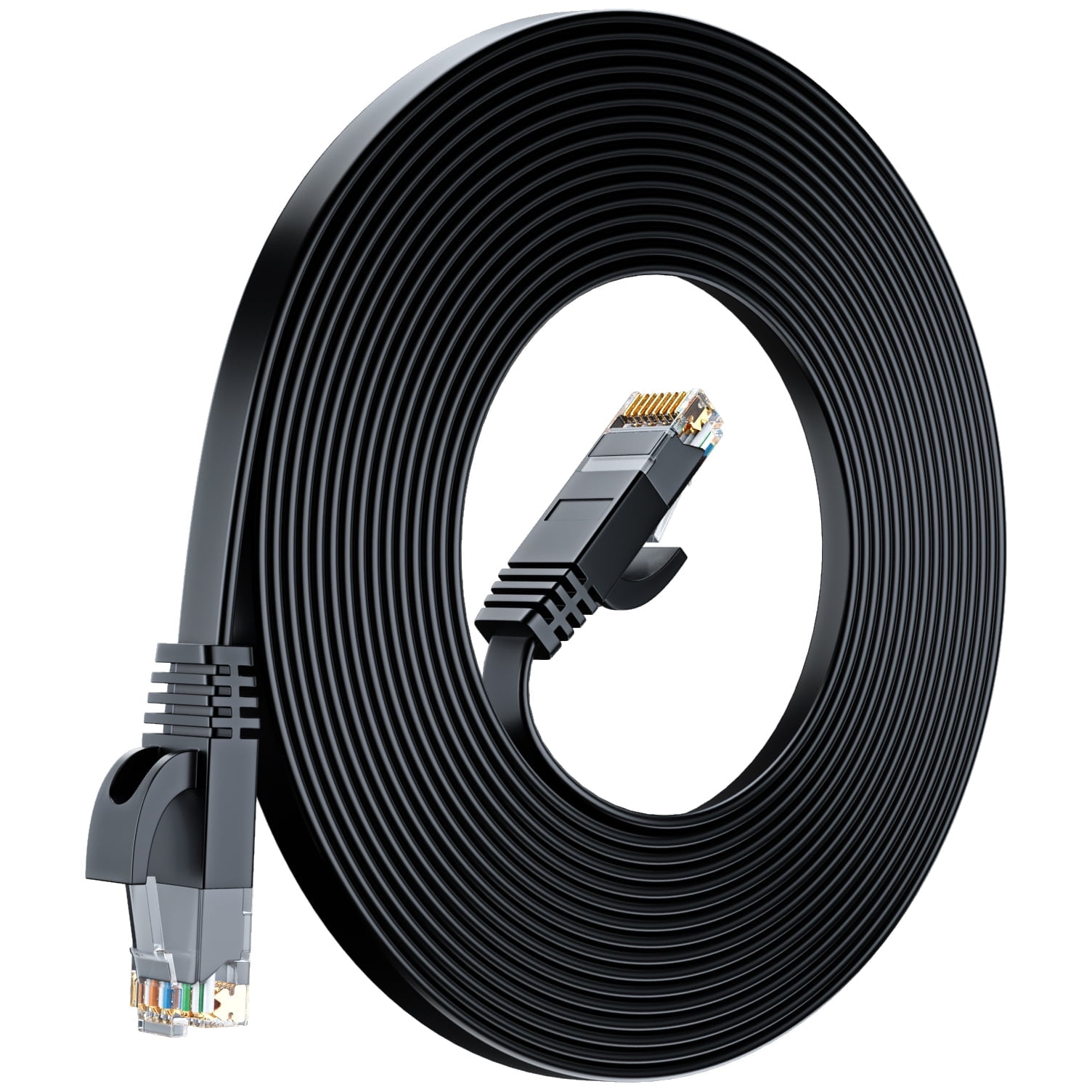 Cat6 Ethernet Cable 50ft, Black - Flat High-Speed Network Cables for ...